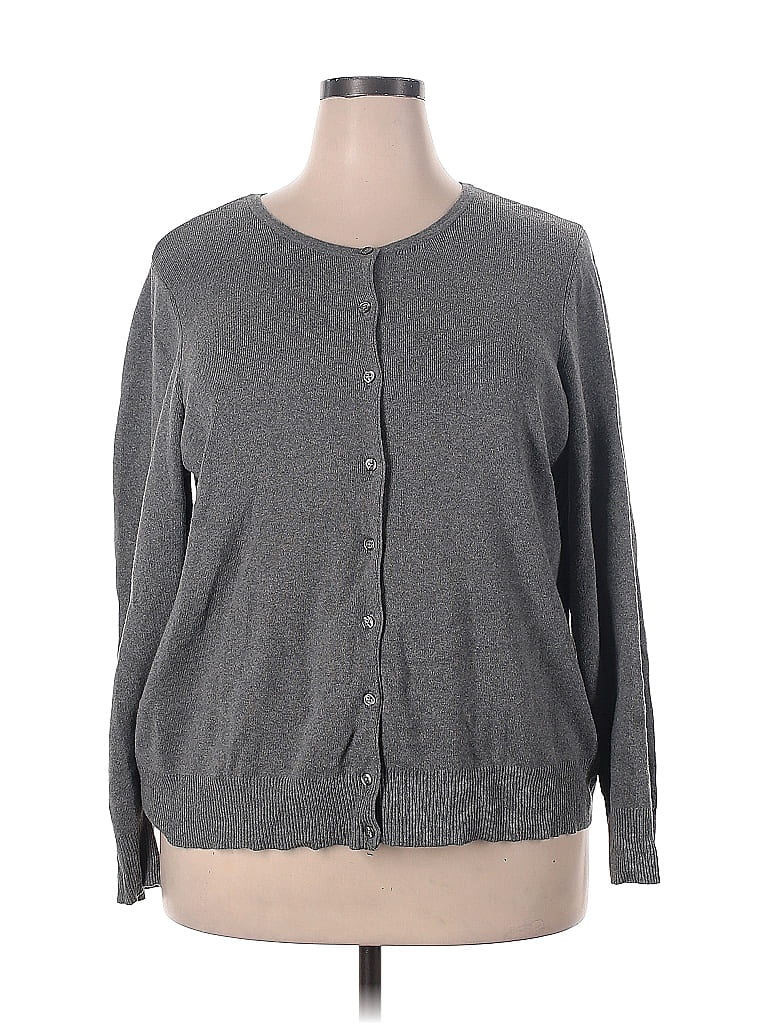 Croft & Barrow Color Block Polka Dots Gray Cardigan Size 2X (Plus) - 45 ...