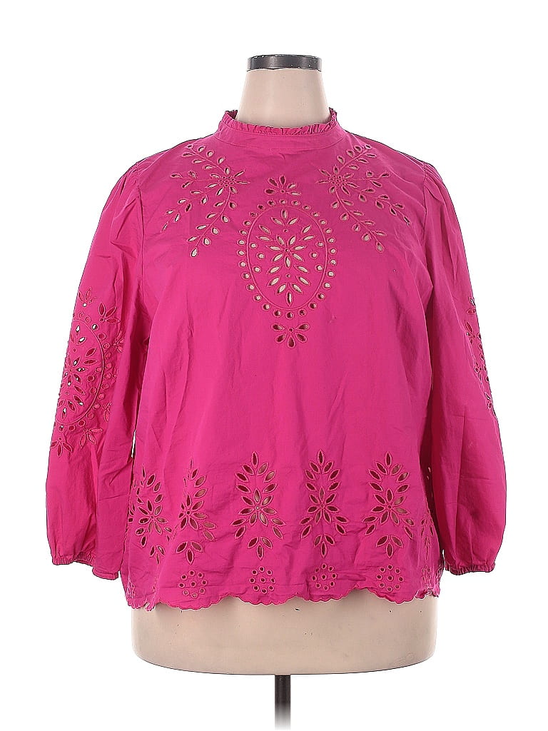 J Crew Floral Pink Long Sleeve Blouse Size 2x Plus 66 Off Thredup