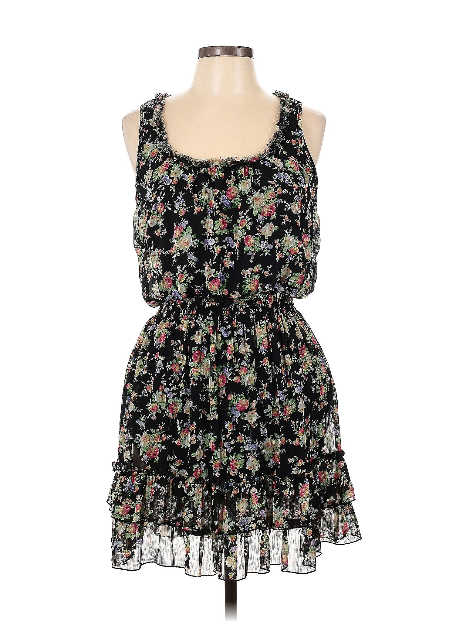 Socialite 100% Polyester Floral Floral Motif Paisley Black Casual Dress ...