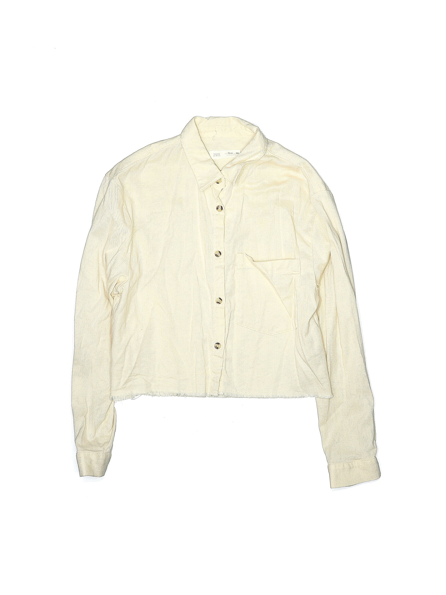 Zara 100% Cotton Solid Ivory Long Sleeve Button-Down Shirt Size 13 - 58% off | ThredUp