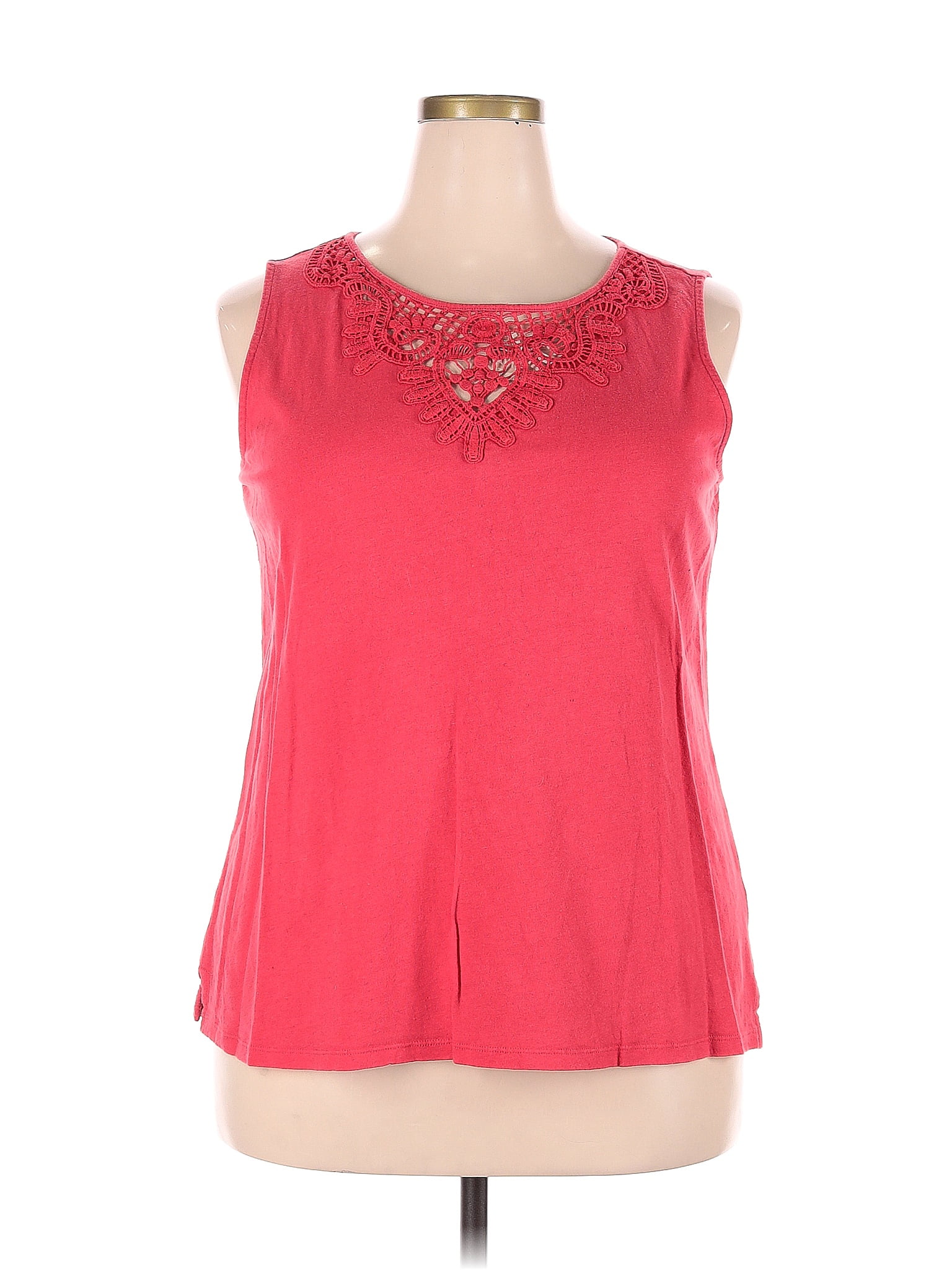 Talbots Solid Floral Red Sleeveless Top Size 2X (Plus) - 60% off | ThredUp