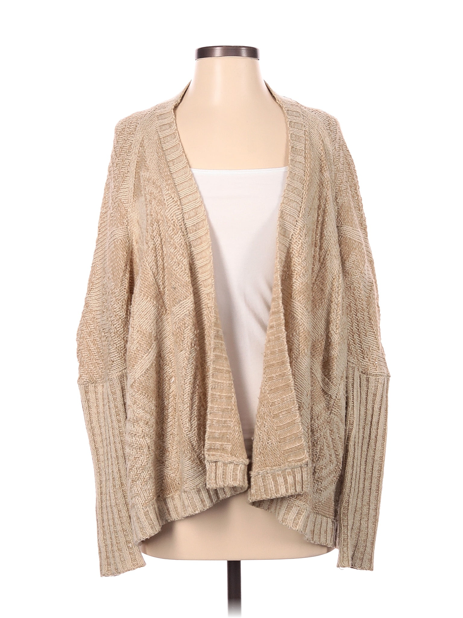 Sparkle & Fade Color Block Solid Tan Cardigan Size S - 53% off | ThredUp