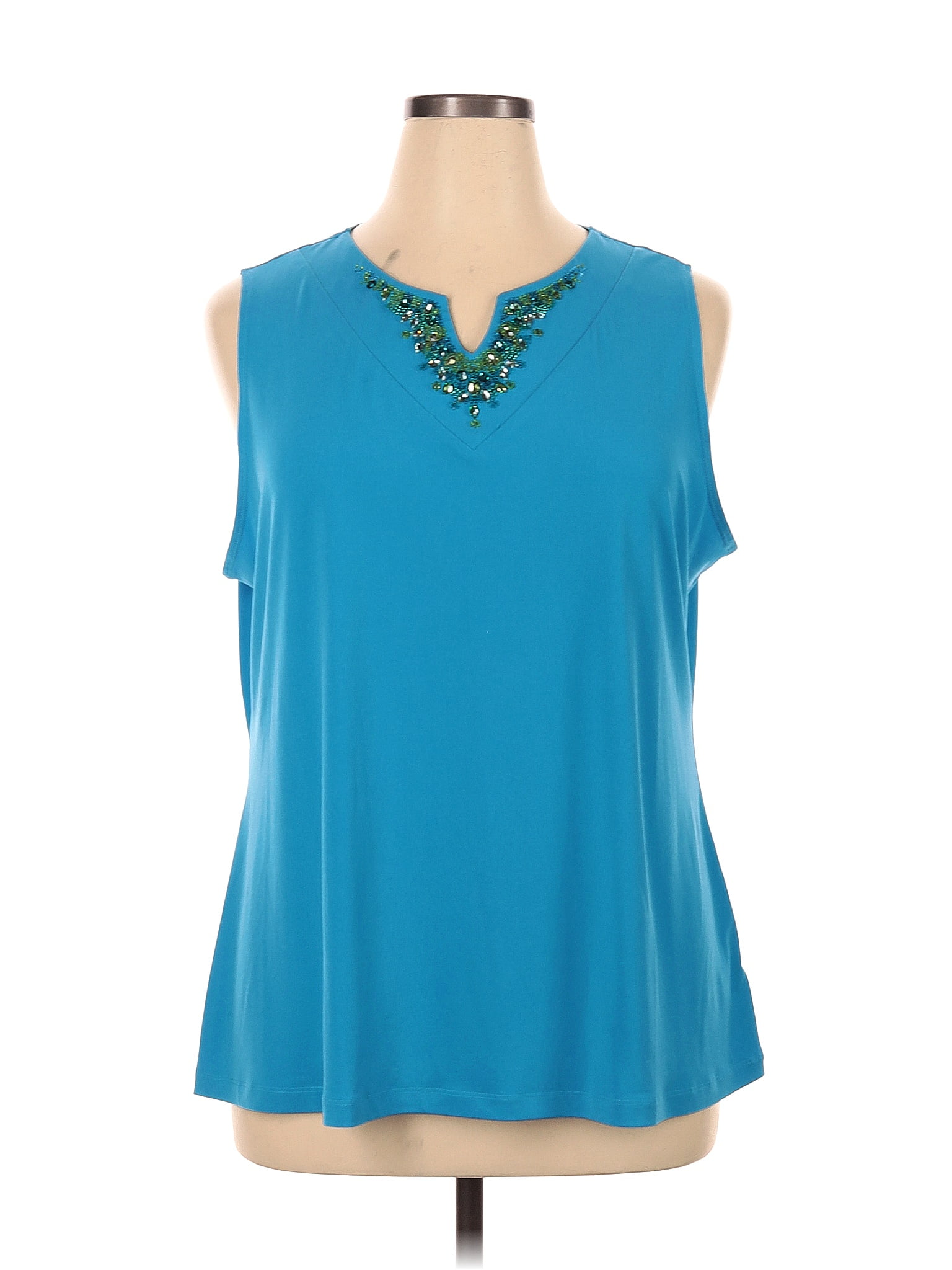 Susan Graver Teal Blue Sleeveless Top Size Xl 56 Off Thredup