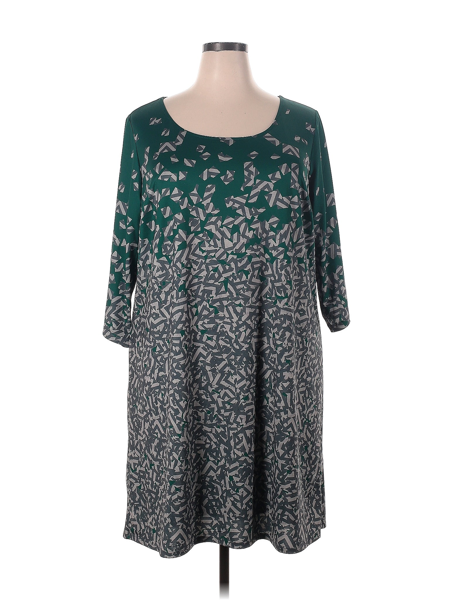 Isabel + Alice Floral Multi Color Green Casual Dress Size 2X (Plus ...