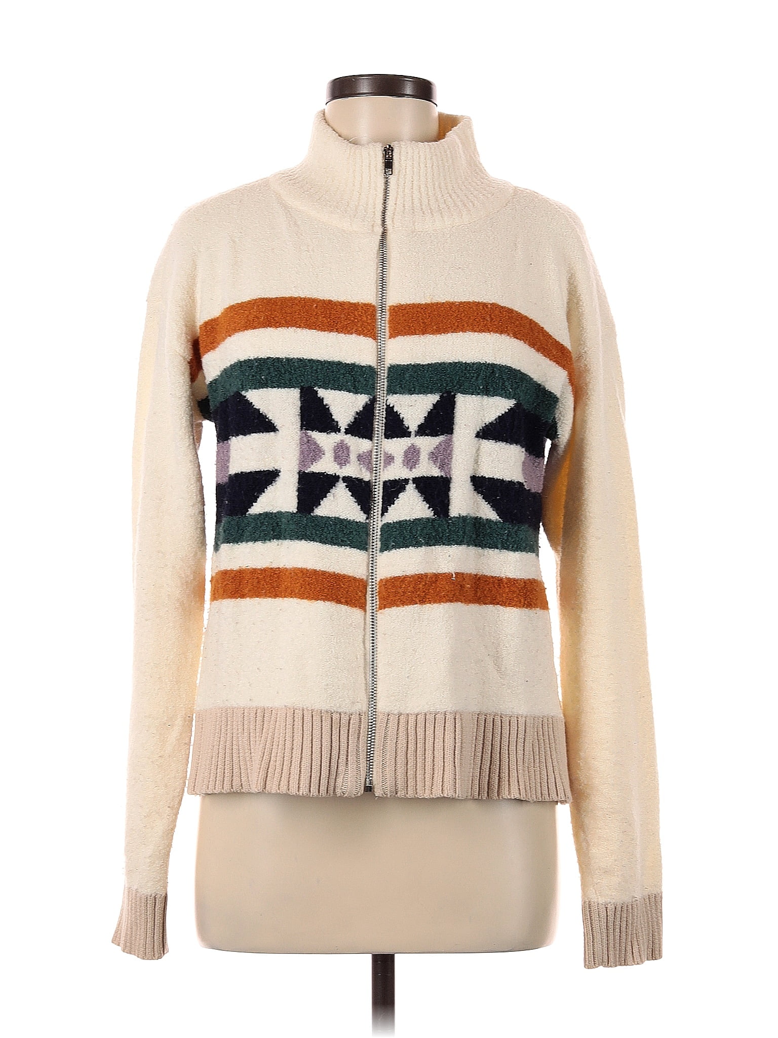 Hem & Thread Color Block Stripes Ivory Cardigan Size M - 73% off | ThredUp