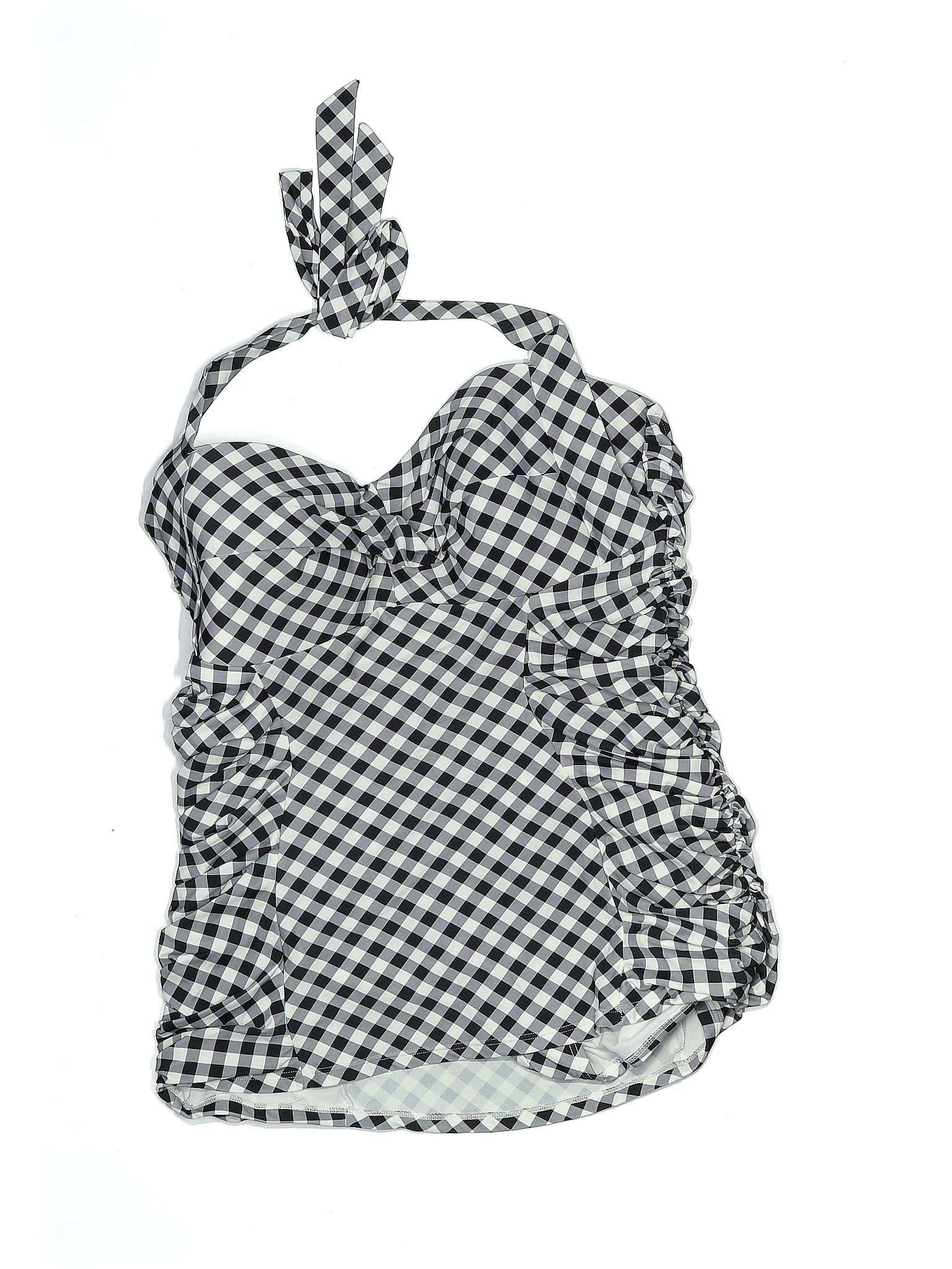 Unique Vintage Checkered-gingham Blue One Piece Swimsuit Size 2X (Plus ...
