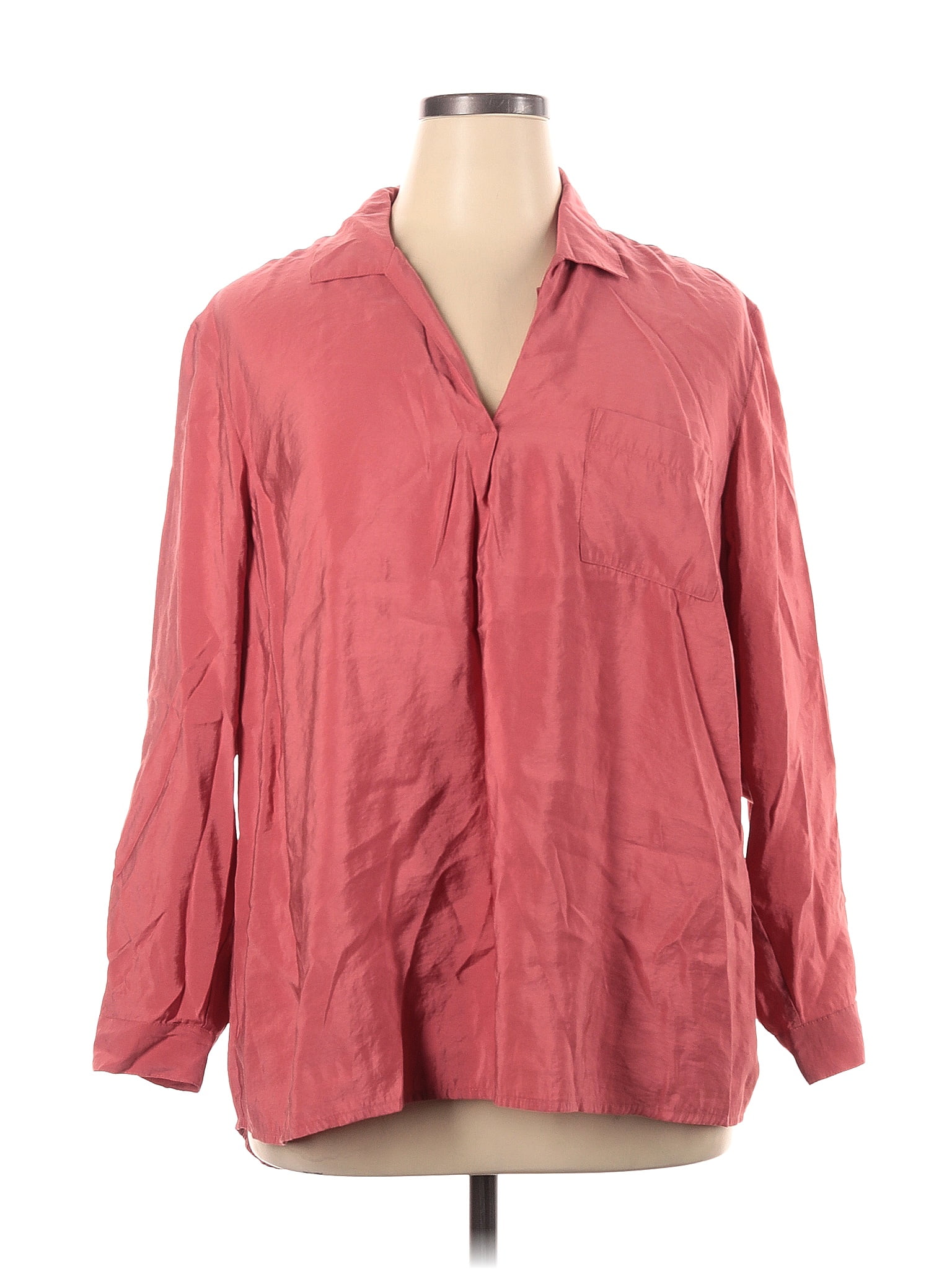 J Jill Solid Pink Long Sleeve Blouse Size 2x Plus 70 Off Thredup