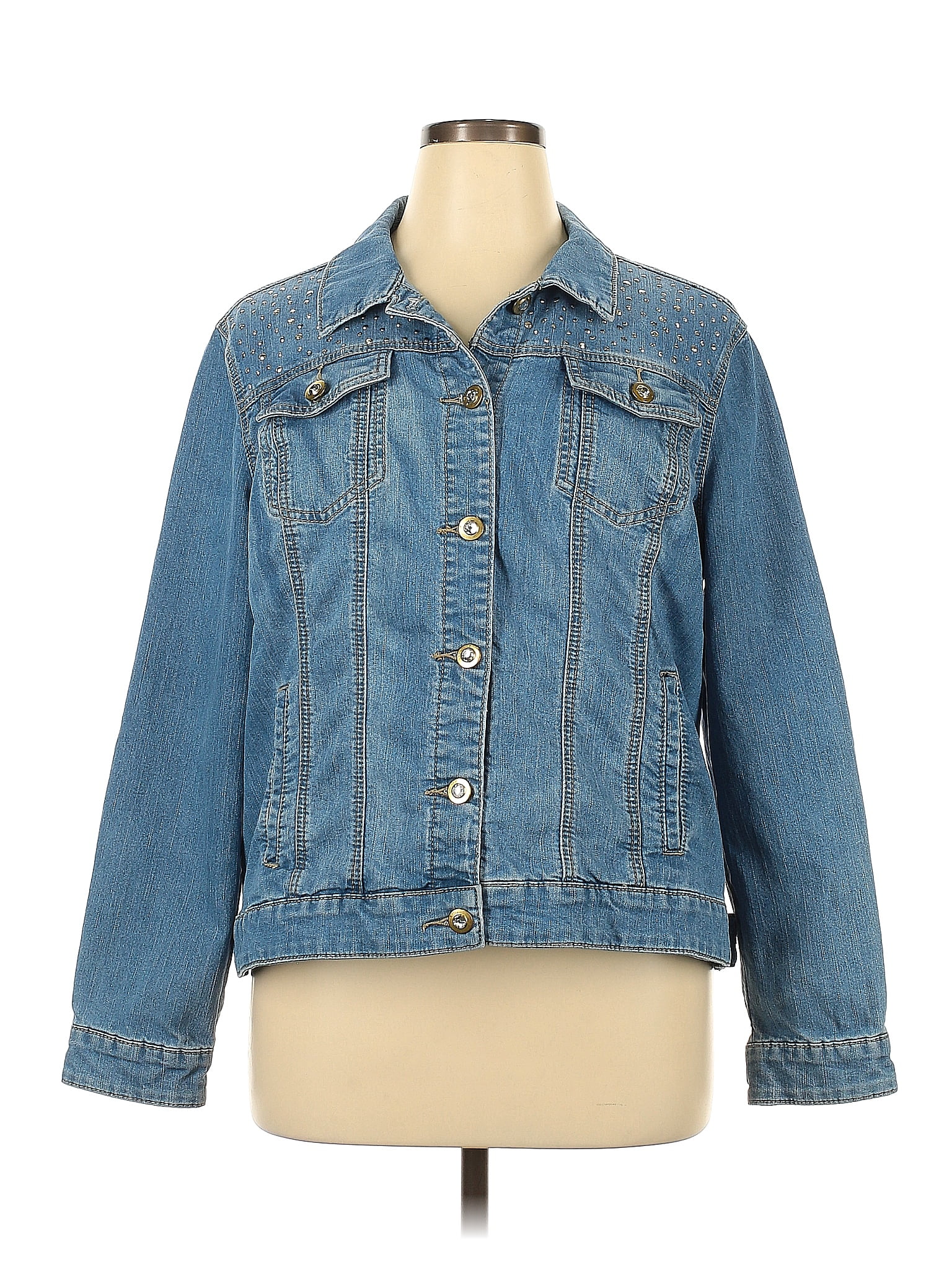 Christopher And Banks Blue Denim Jacket Size Xl 71 Off Thredup