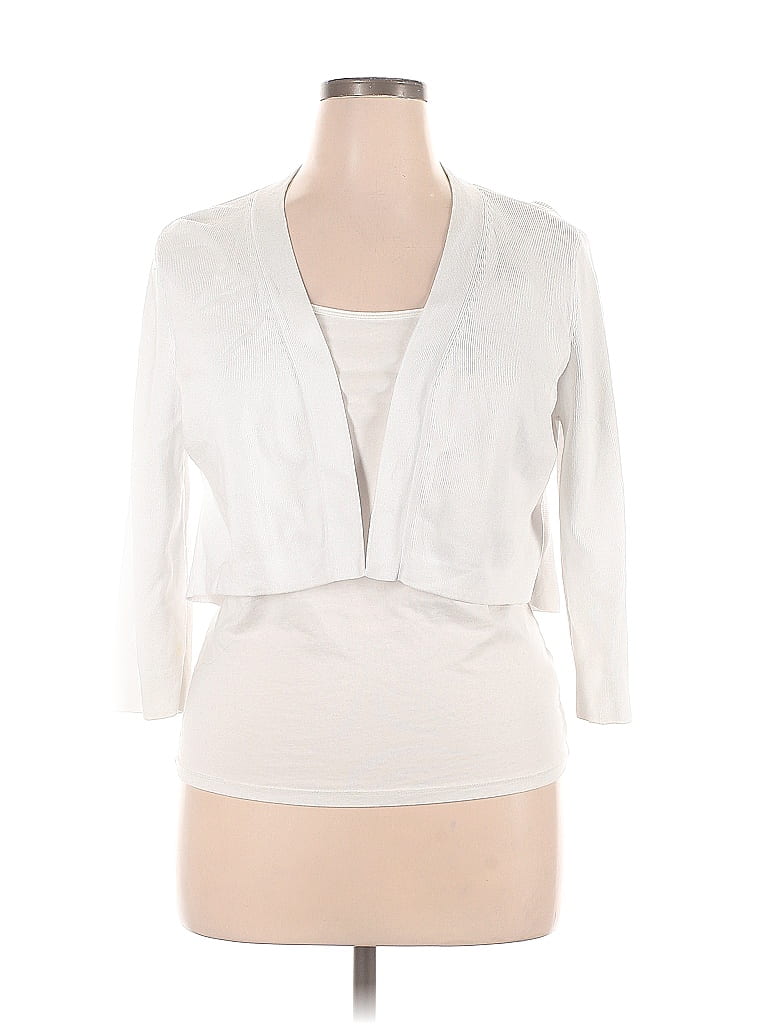 Talbots Color Block Solid White Cardigan Size XL - 73% off | ThredUp