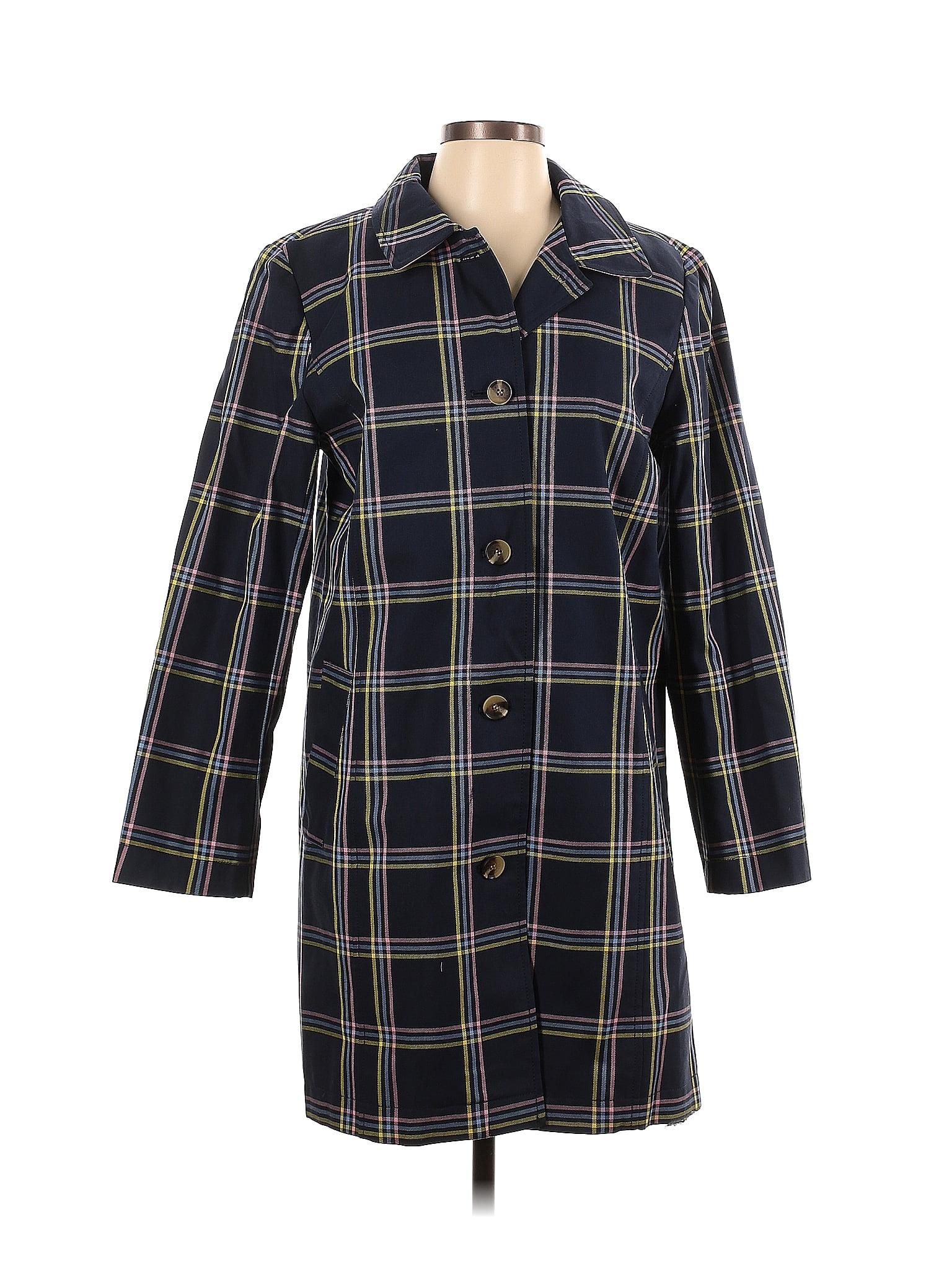 Talbots 100% Cotton Plaid Blue Coat Size L - 68% off | ThredUp