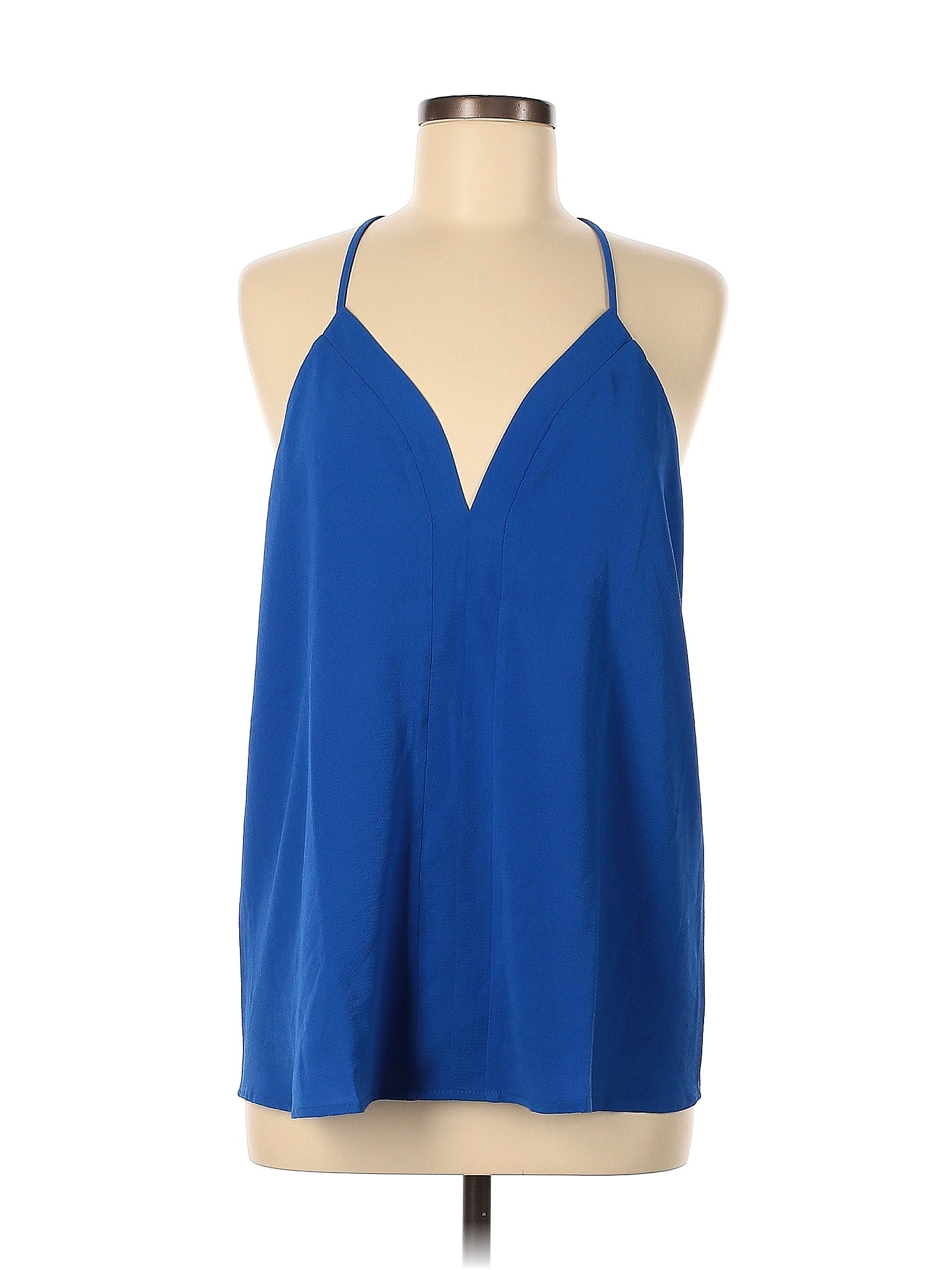 FOROLAV Solid Blue Sleeveless Blouse Size L - 58% off | ThredUp