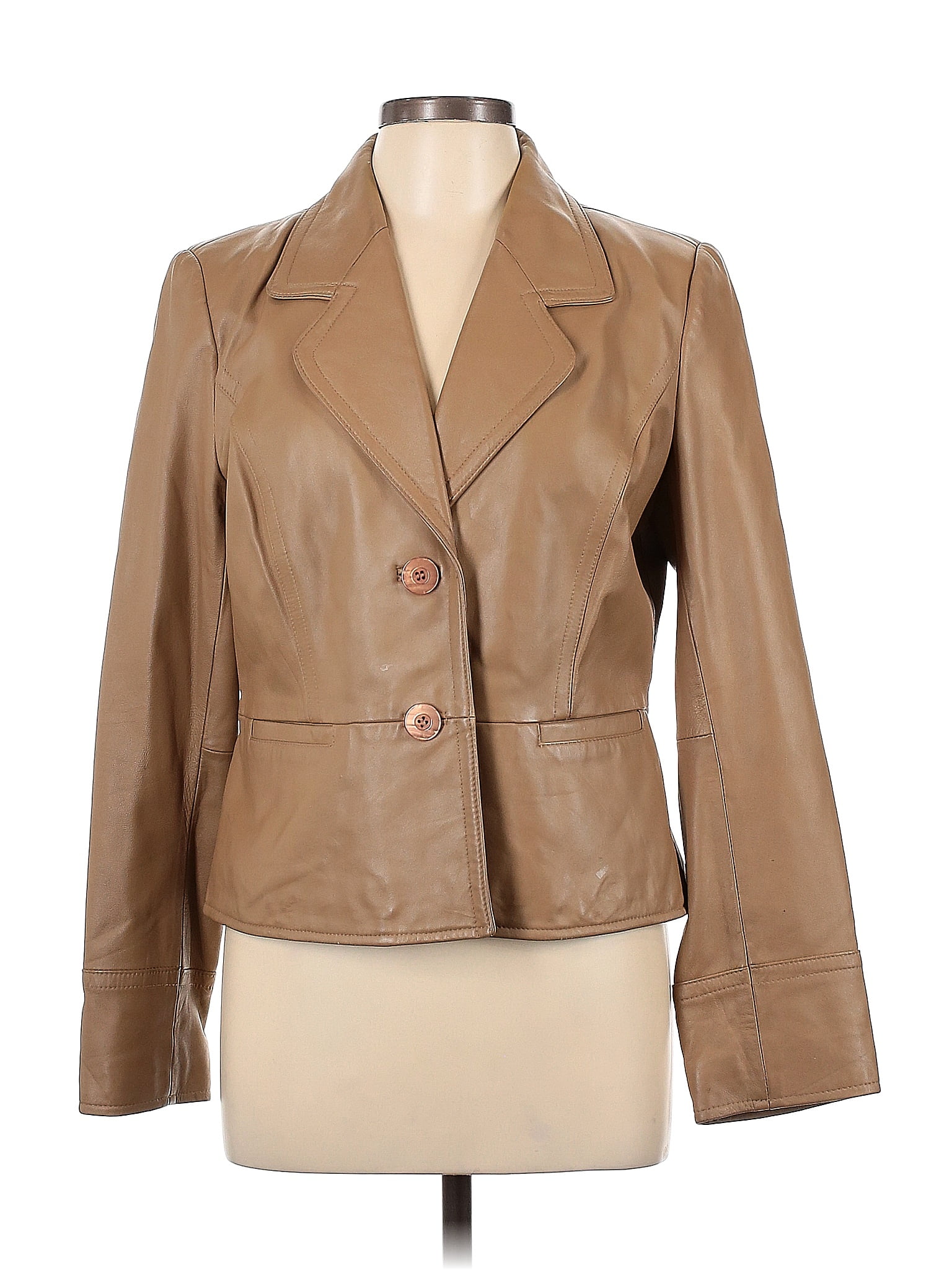 FRYE 100% Leather Solid Tan Leather Jacket Size L - 72% off | ThredUp