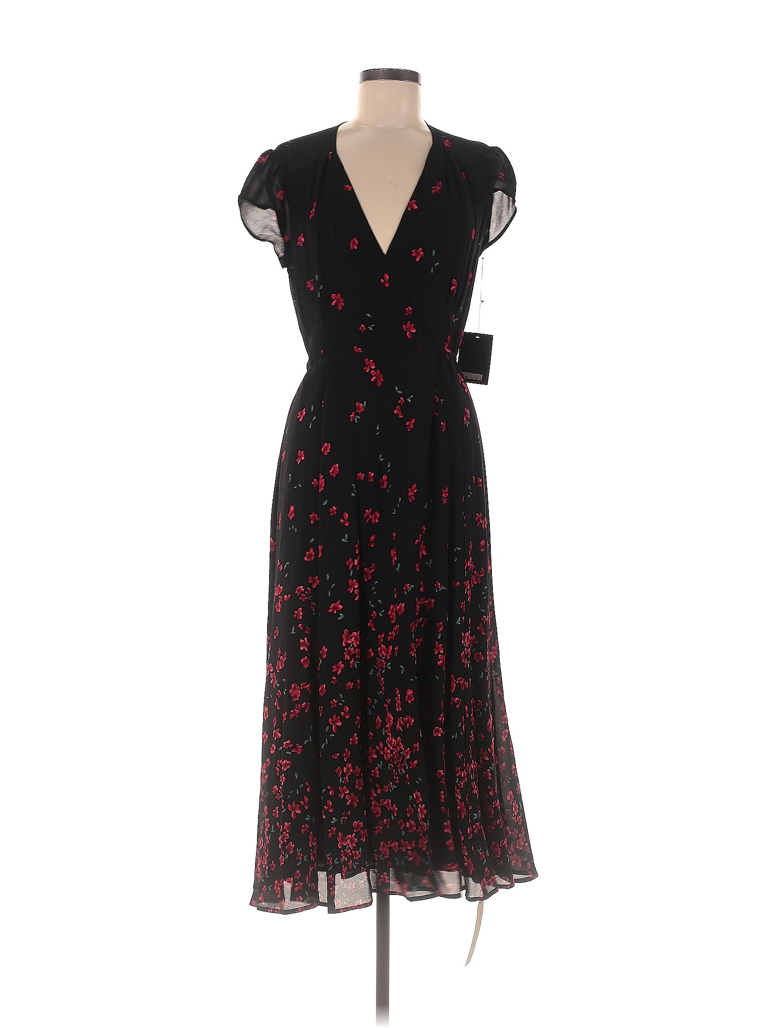 Reformation 100 Viscose Floral Black Casual Dress Size M 29 Off