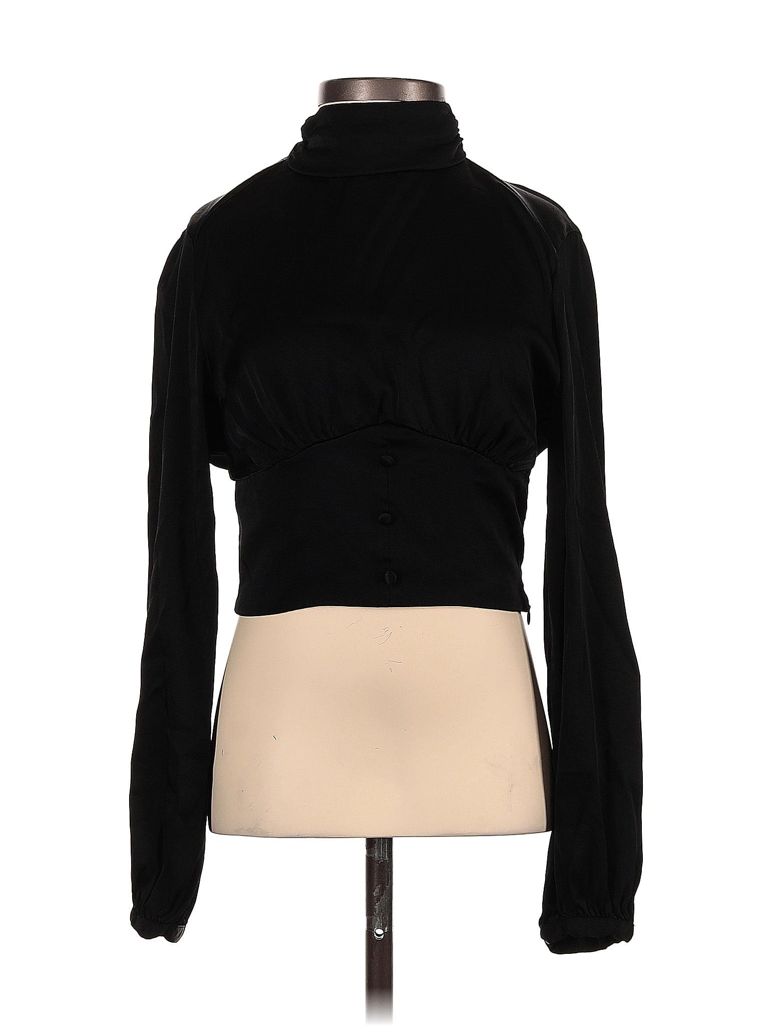 Zara Solid Black Long Sleeve Blouse Size Xs 49 Off Thredup