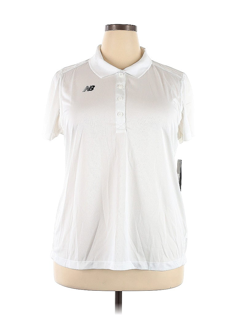 New Balance 100% Polyester White Short Sleeve Polo Size 2X (Plus) - 67% ...