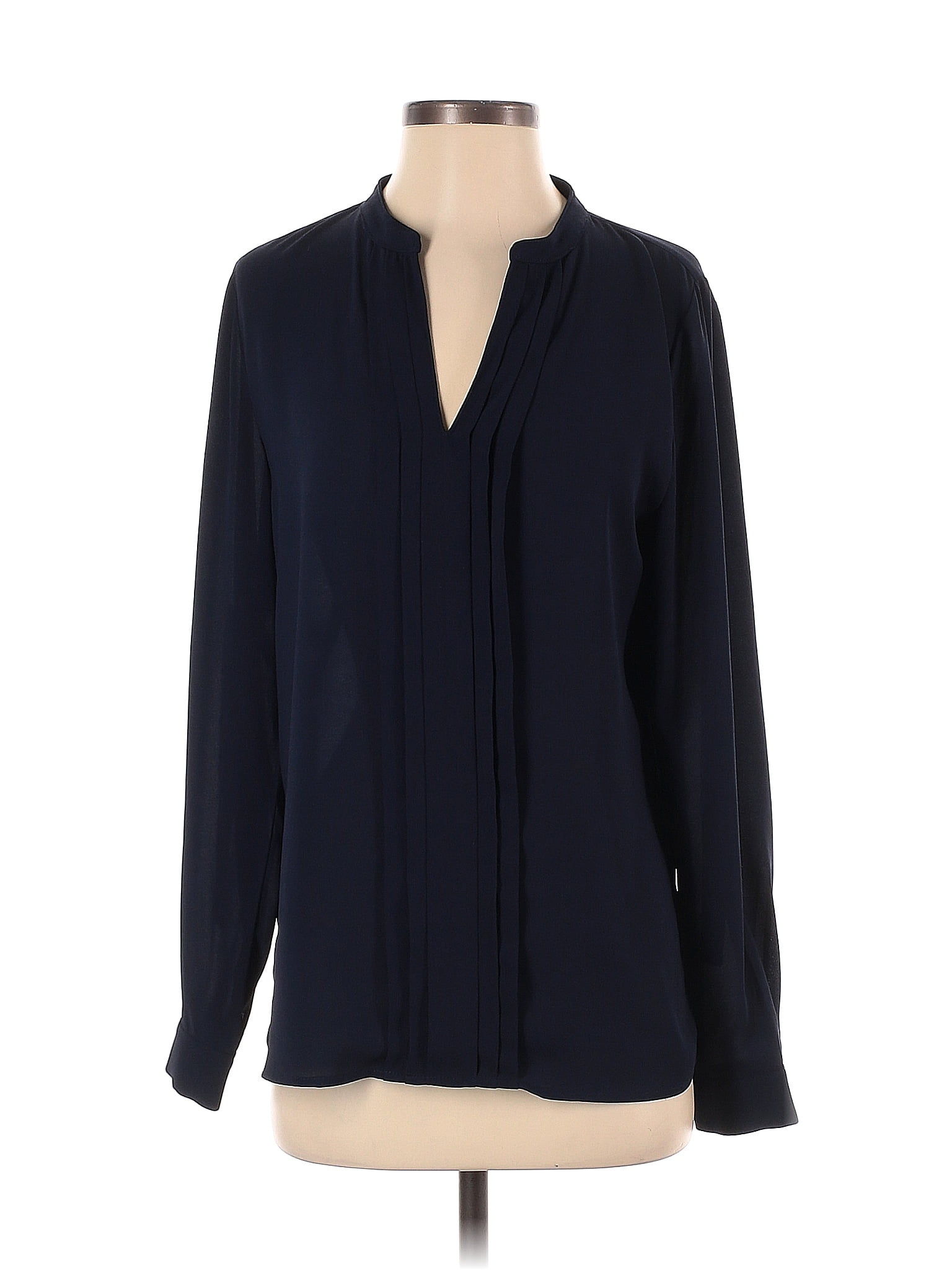 41hawthorn 100 Polyester Solid Navy Blue Long Sleeve Blouse Size S