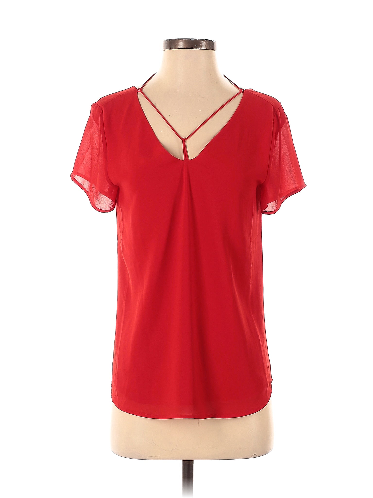 Naked Zebra 100 Polyester Red Short Sleeve Blouse Size S 42 Off