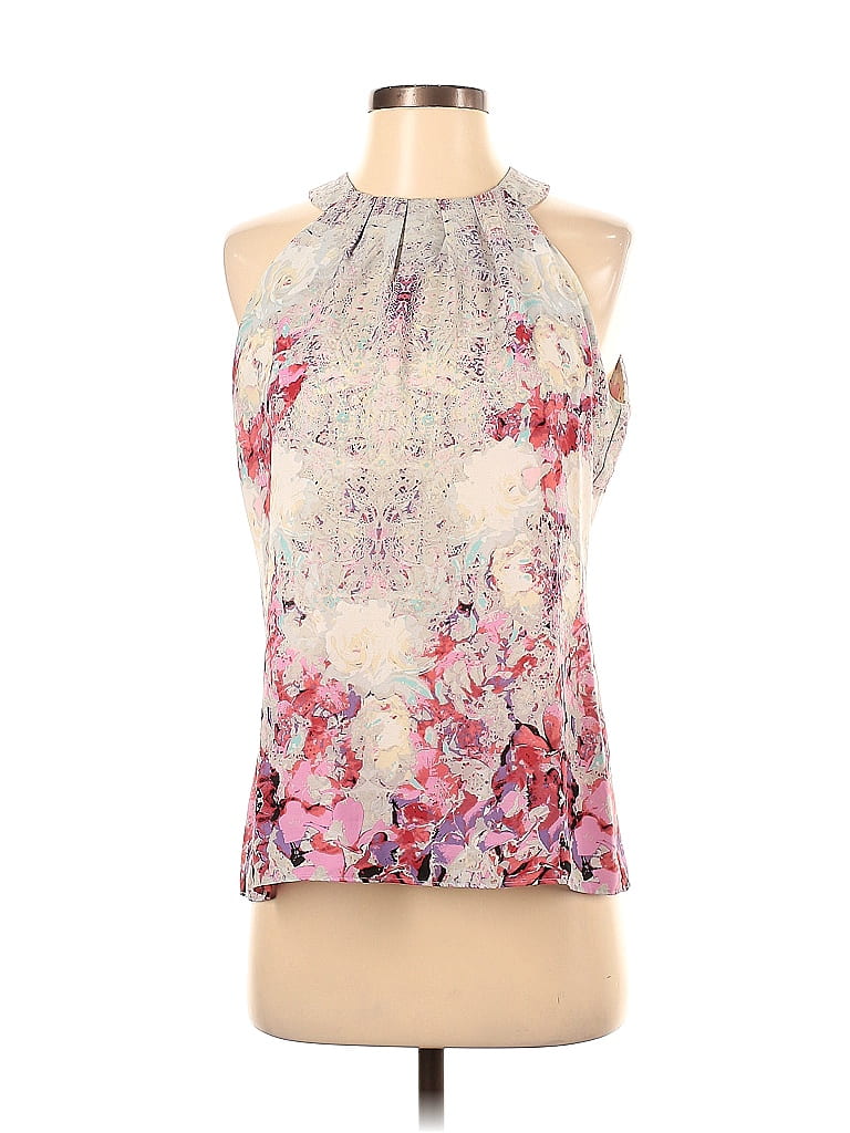 Violet & Claire 100% Polyester Floral Multi Color Pink Sleeveless Top ...