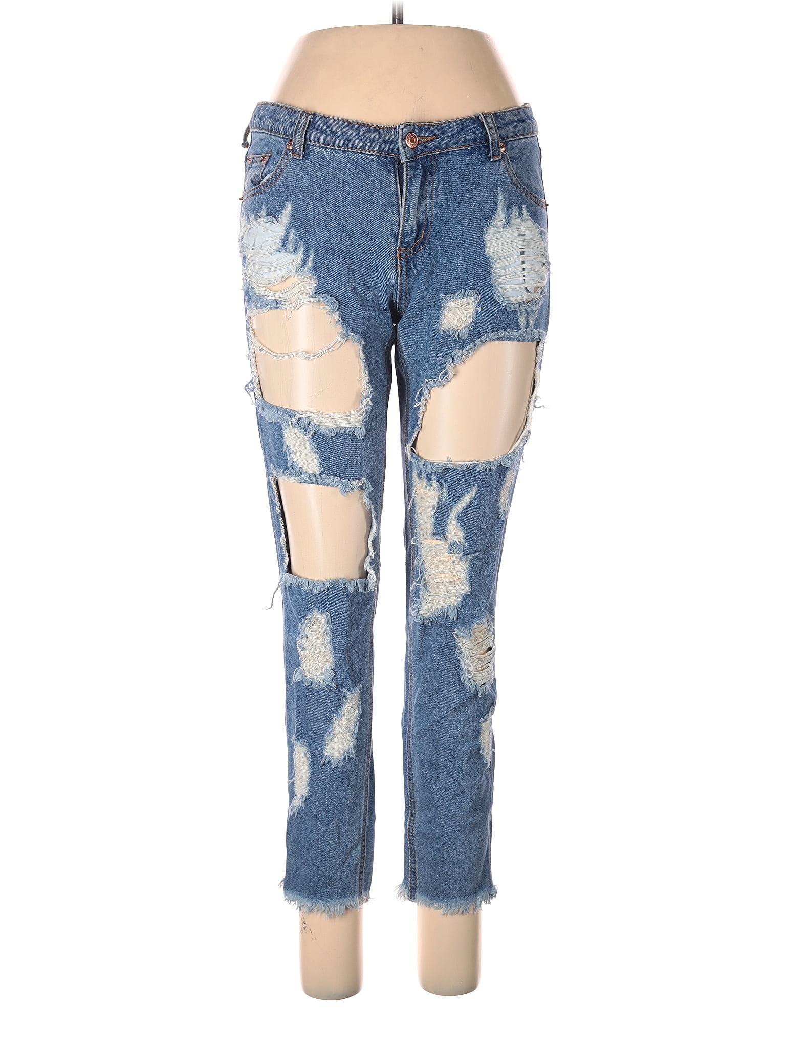 Signature 8 100% Cotton Floral Blue Jeans Size M - 73% off | ThredUp