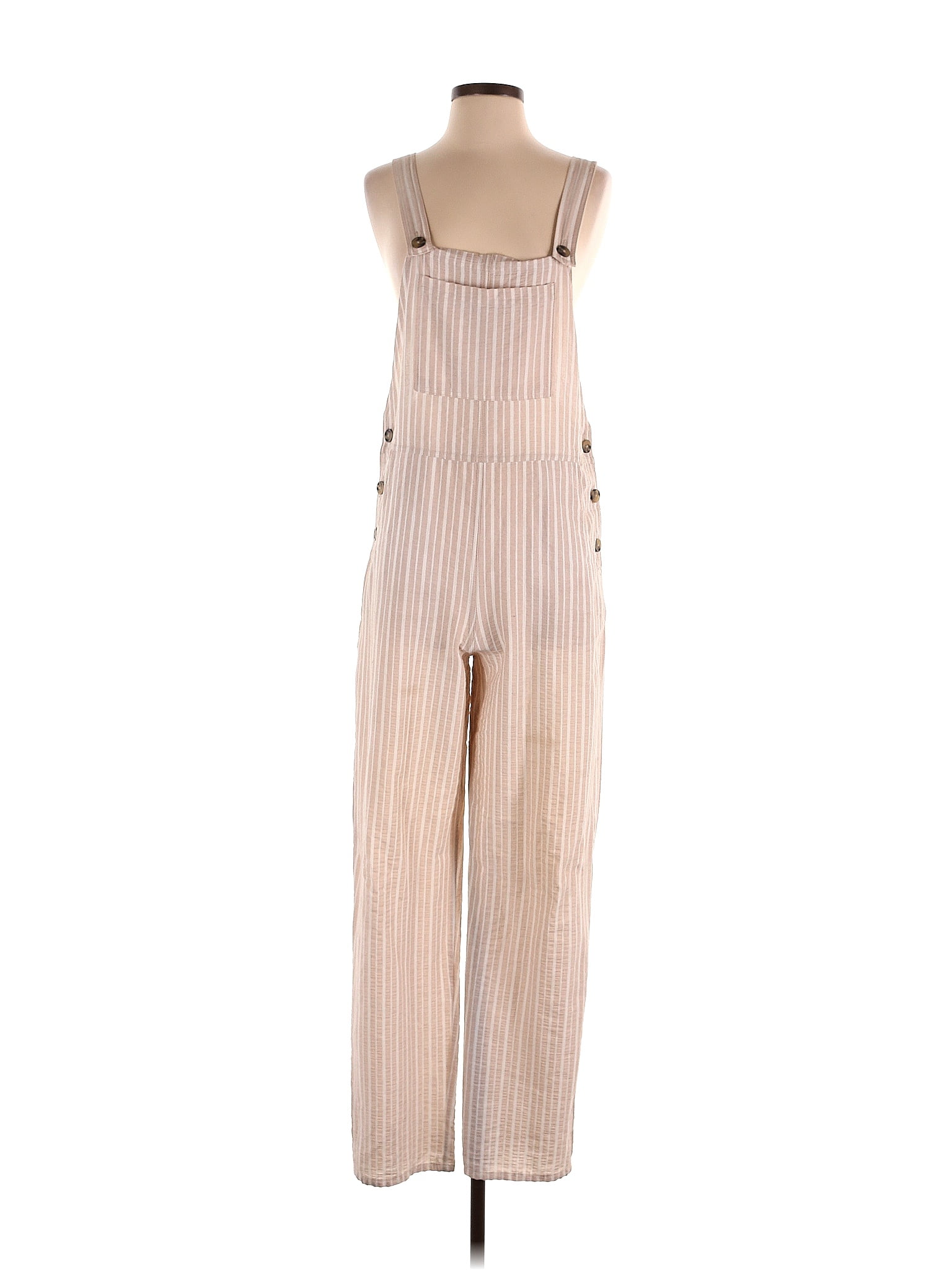 Wild Fable Stripes Tan Ivory Overalls Size XS - 43% off | ThredUp