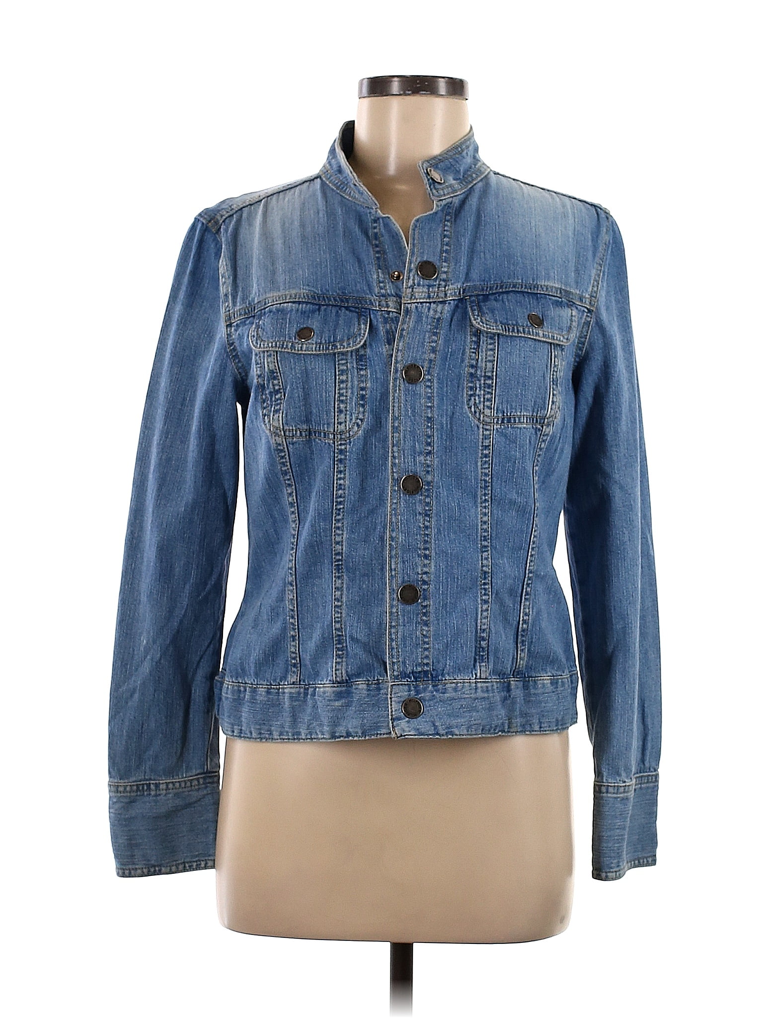 Tommy Hilfiger 100 Cotton Solid Blue Denim Jacket Size M 73 Off