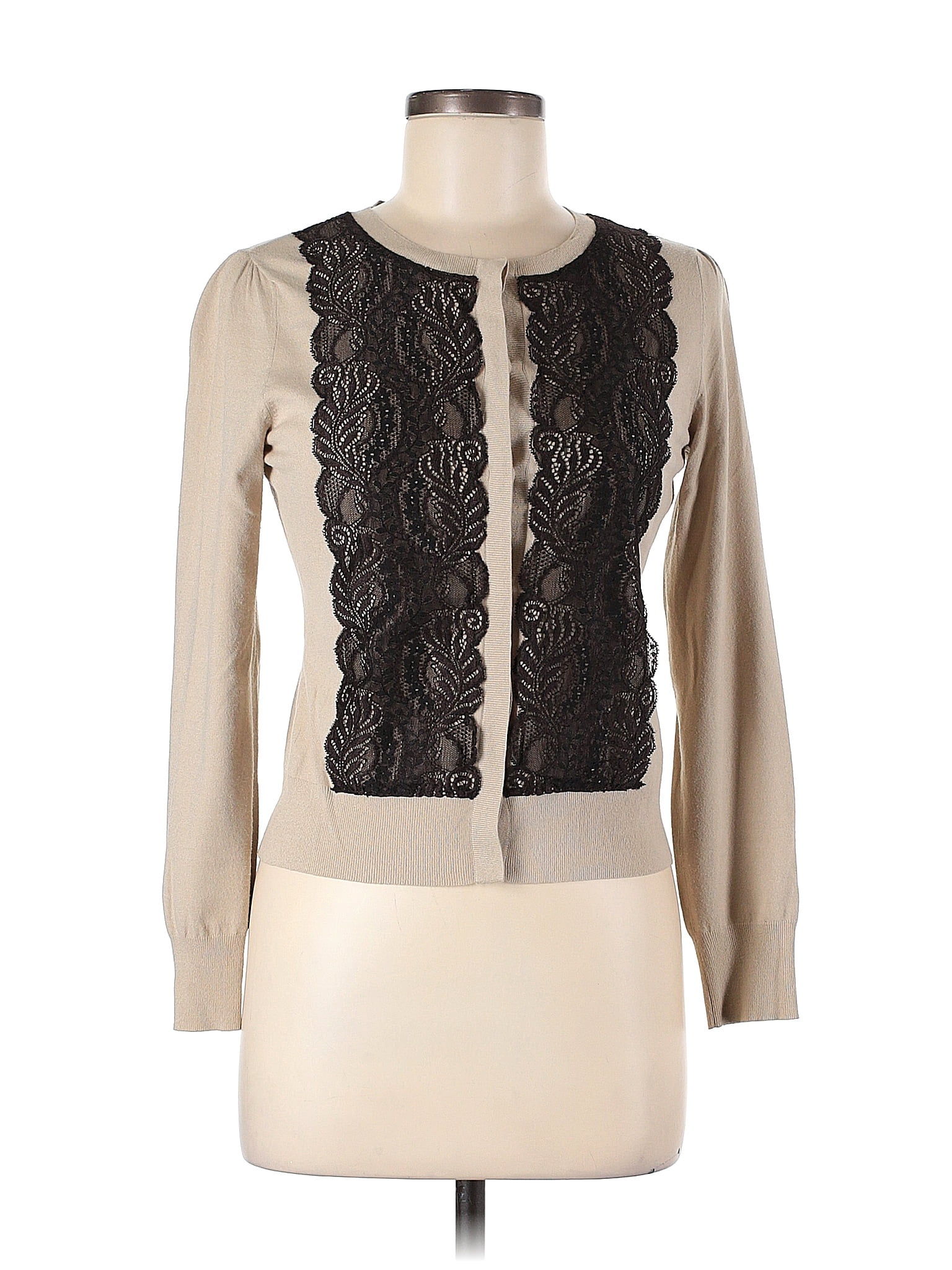 O, Oprah Magazine Collection for Talbots Color Block Tan Cardigan Size ...