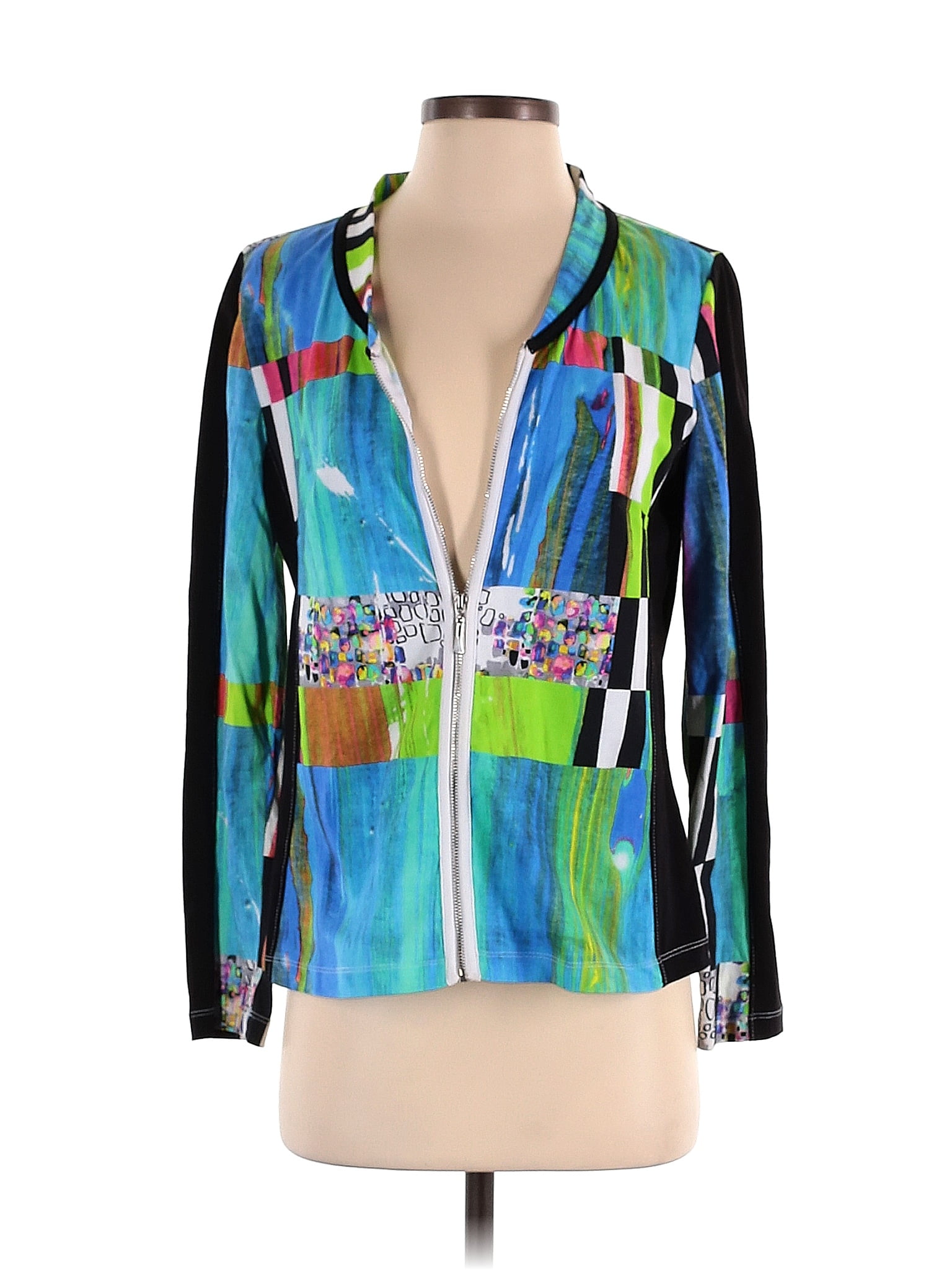 Dolcezza Color Block Floral Blue Jacket Size S - 67% off | ThredUp