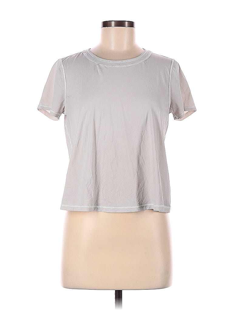 Lululemon Athletica Color Block Solid Gray Silver Active T-Shirt Size 6 ...