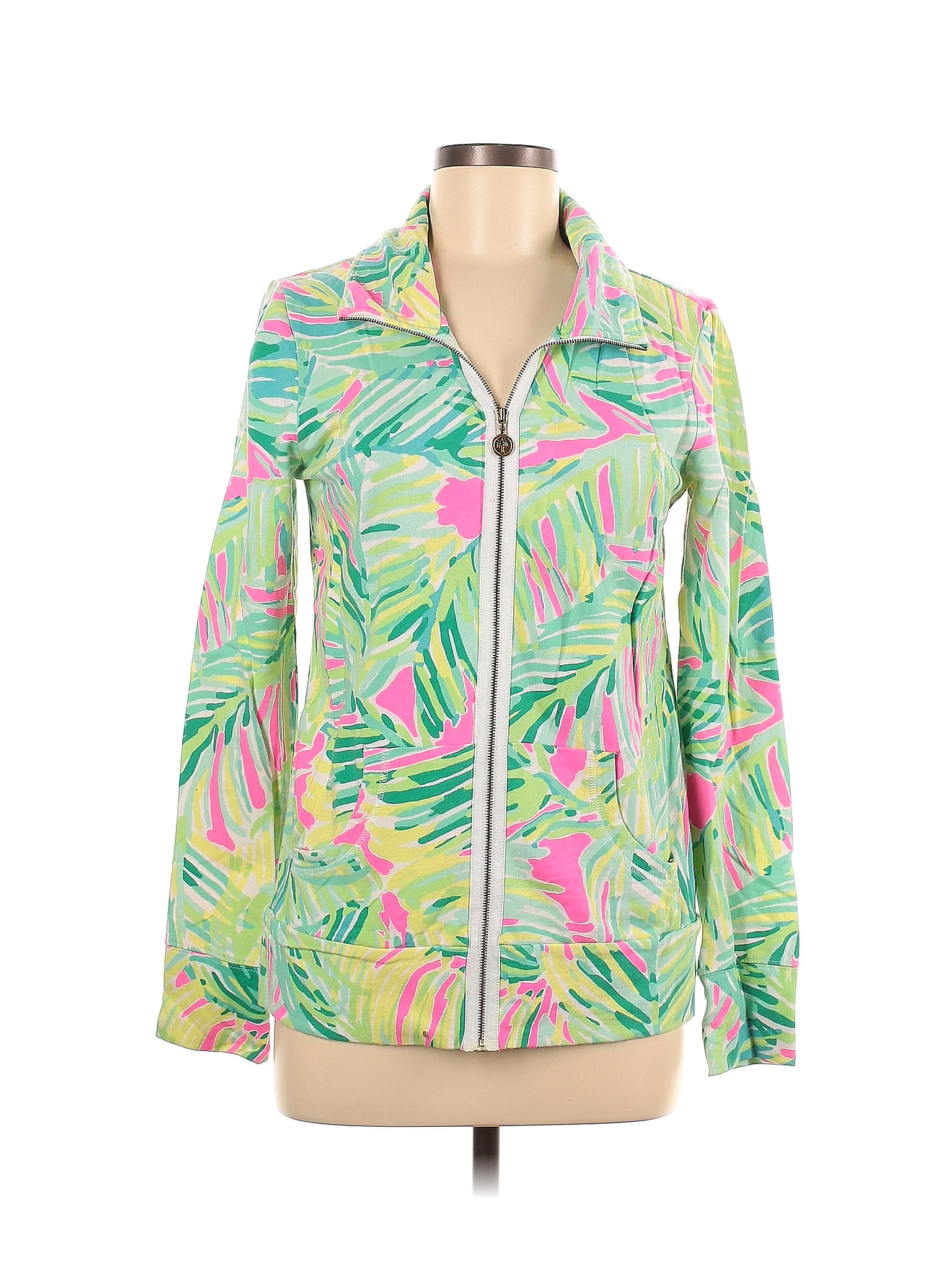 Lilly Pulitzer 100% Cotton Tropical Multi Color Green Jacket Size M ...