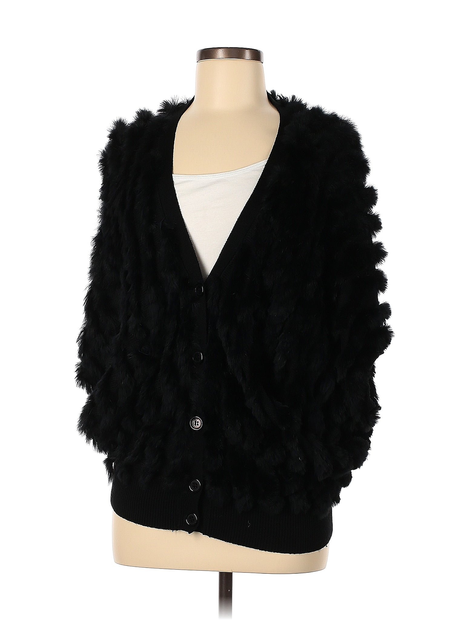 Hale Bob Solid Black Faux Fur Jacket Size L - 79% off | ThredUp
