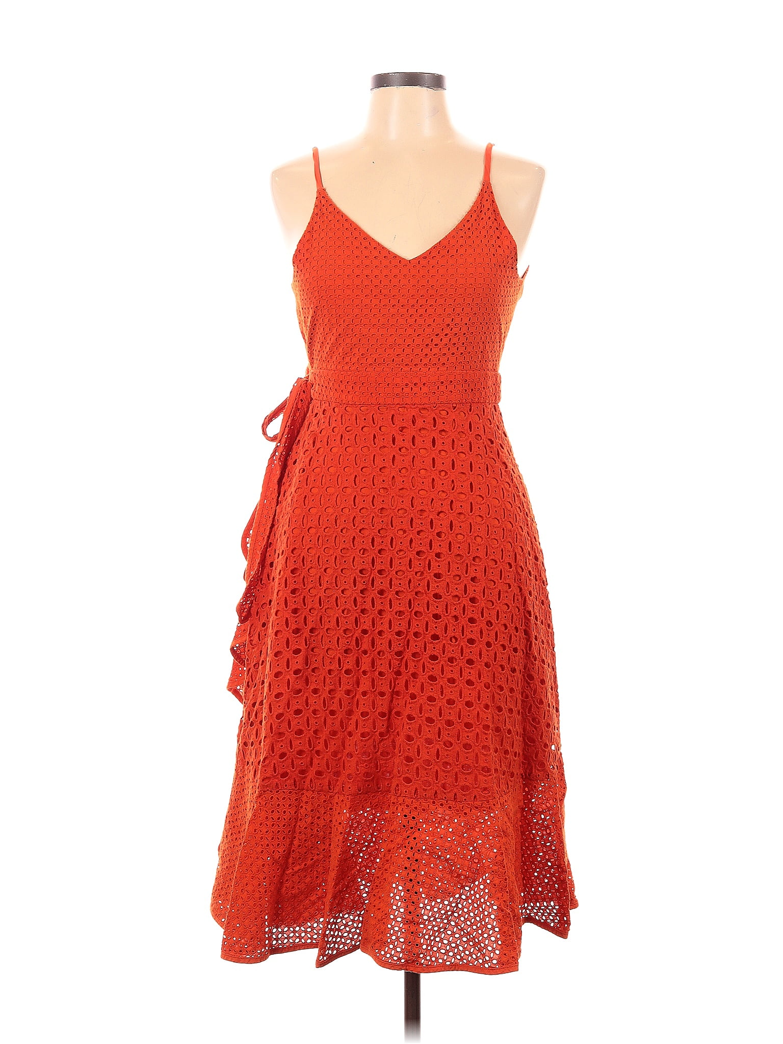 Trina Turk 100 Cotton Solid Burnt Orange Orange Casual Dress Size 8