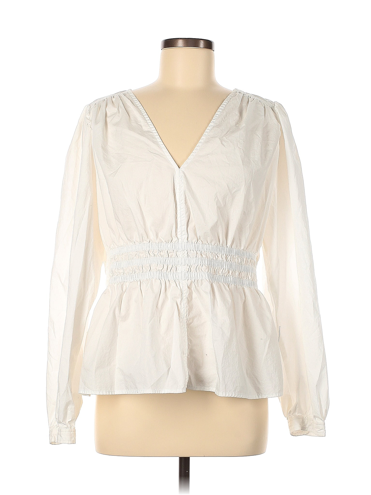 Gap 100 Cotton White Ivory Long Sleeve Top Size L 62 Off Thredup