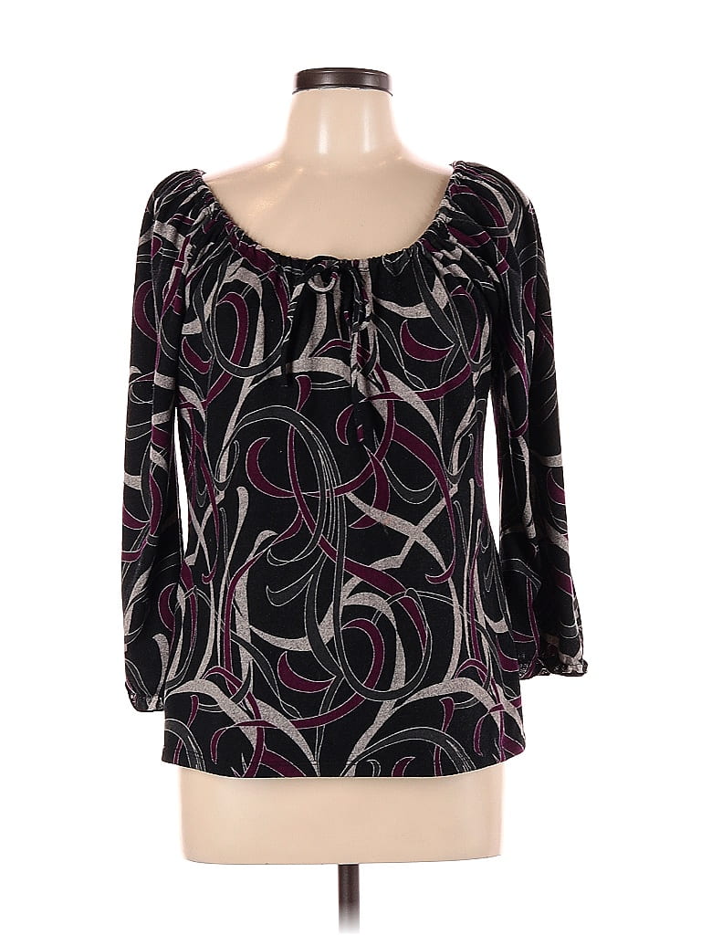 Carol Rose Paisley Black 3/4 Sleeve Top Size L - 15% off | ThredUp