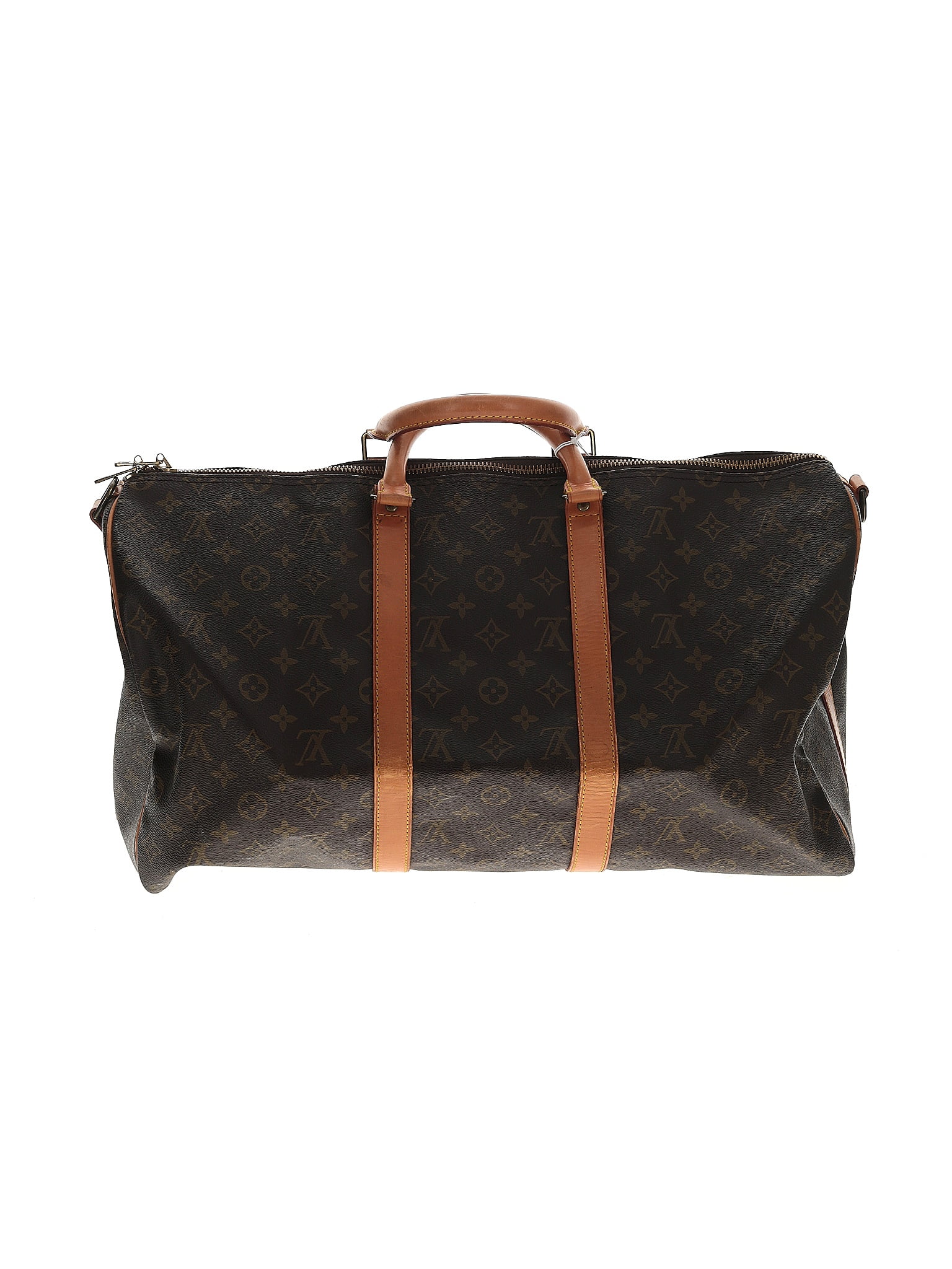Louis Vuitton 100% Coated Canvas Color Block Black Brown Monogram Keepall Bandouliere One Size ...