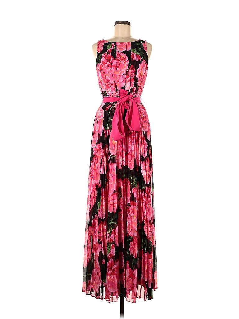 Eliza J 100 Polyester Floral Multi Color Pink Casual Dress Size 6 77