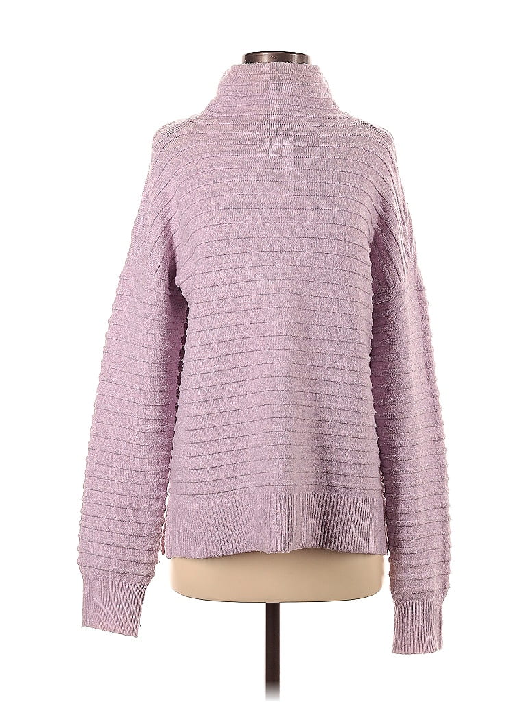 Marled by Reunited Color Block Solid Purple Turtleneck Sweater Size S ...