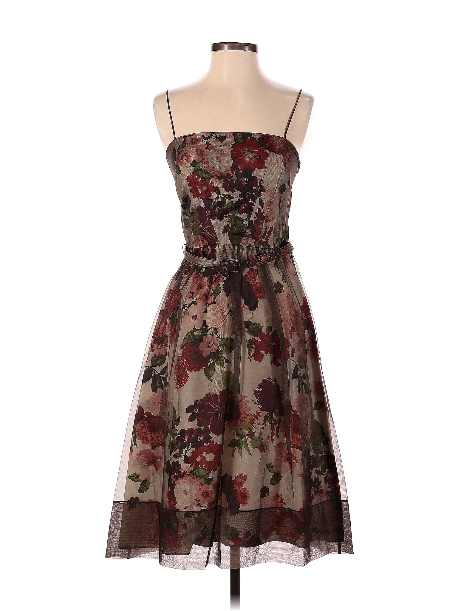Laundry by Shelli Segal 100% Silk Floral Multi Color Brown Casual Dress ...
