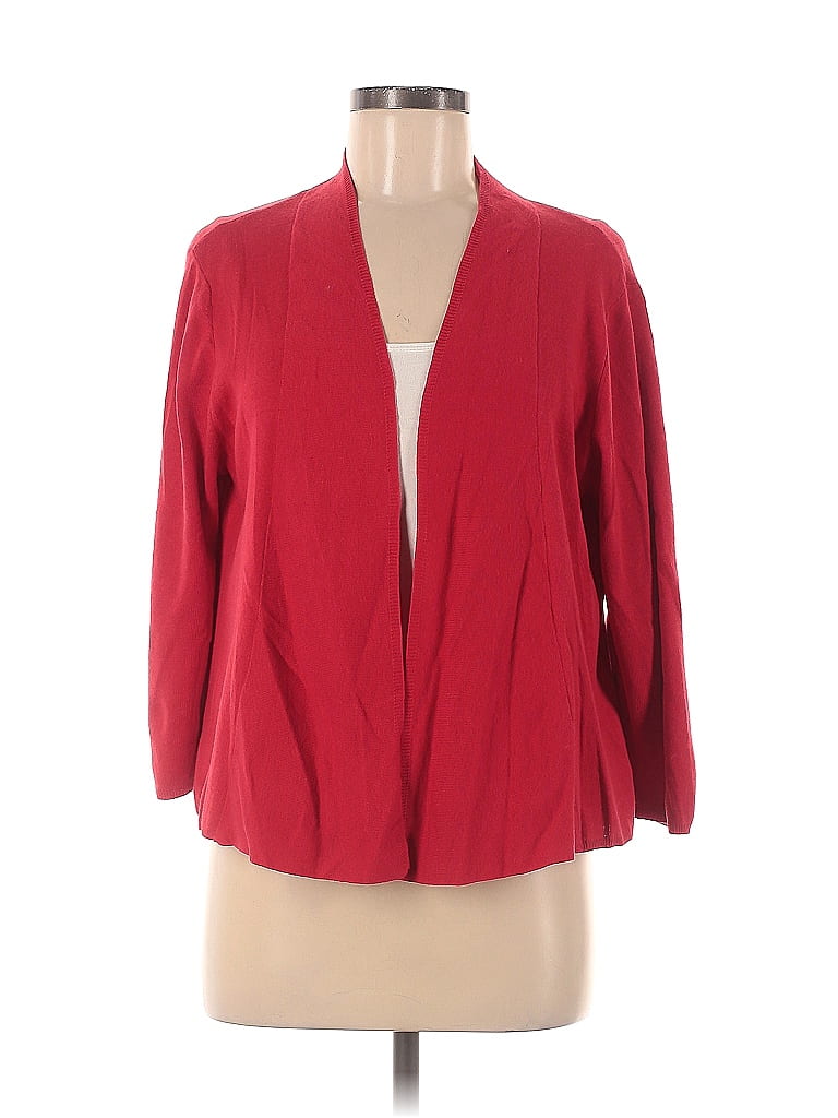 J.Jill 100% Polyester Color Block Solid Red Cardigan Size M - 73% off ...