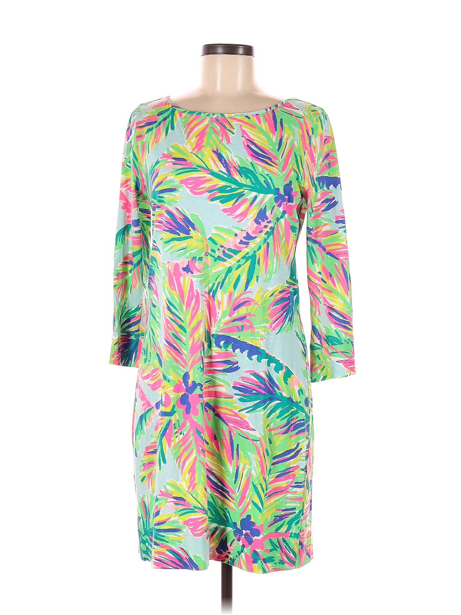Lilly Pulitzer 100 Pima Cotton Tropical Multi Color Green Casual Dress