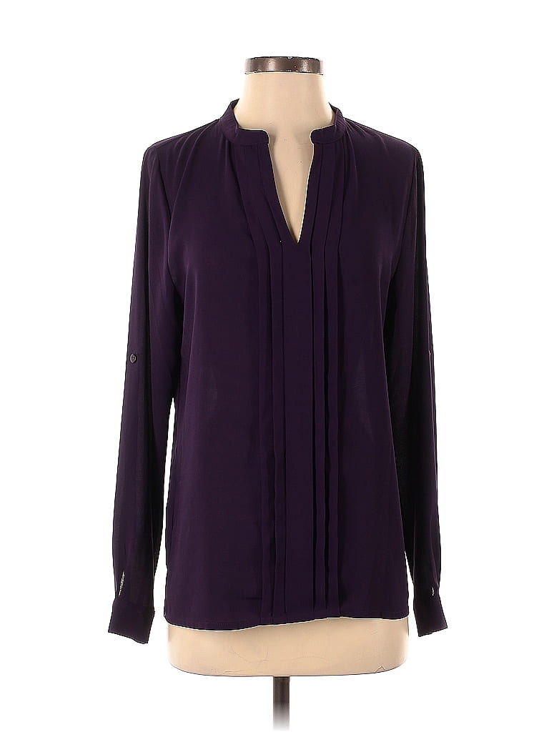 41hawthorn 100 Polyester Solid Purple Long Sleeve Blouse Size S 66