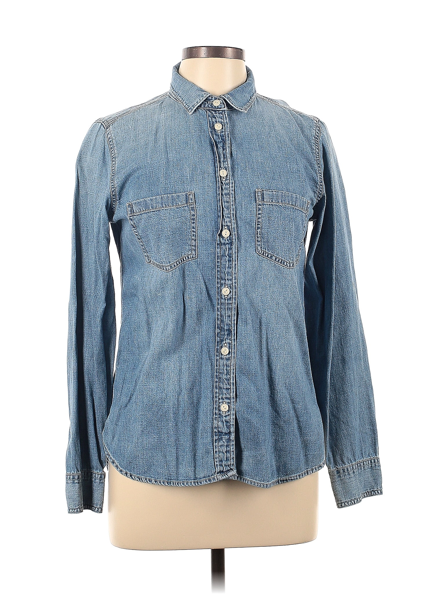 J.Crew 100% Baumwolle Checkered-gingham Blue Long Sleeve Button-Down Shirt Size 8 - 75% off ...