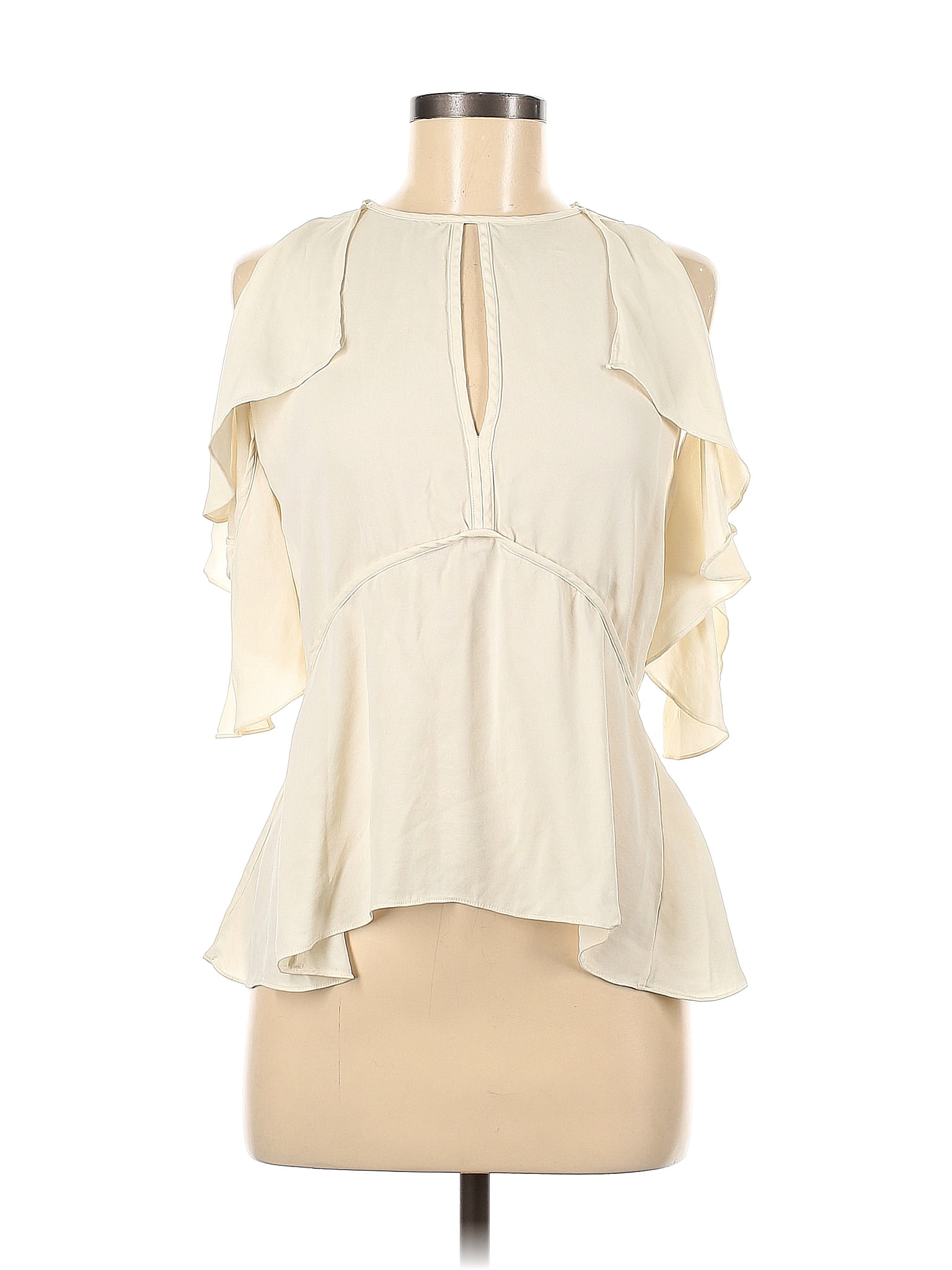 Theory 100% Silk Solid Ivory Sleeveless Silk Top Size M - 89% off | ThredUp