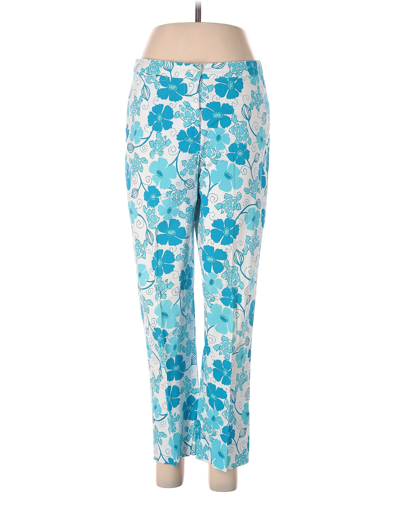 Lilly Pulitzer Floral Multi Color Blue Casual Pants Size 6 68 Off
