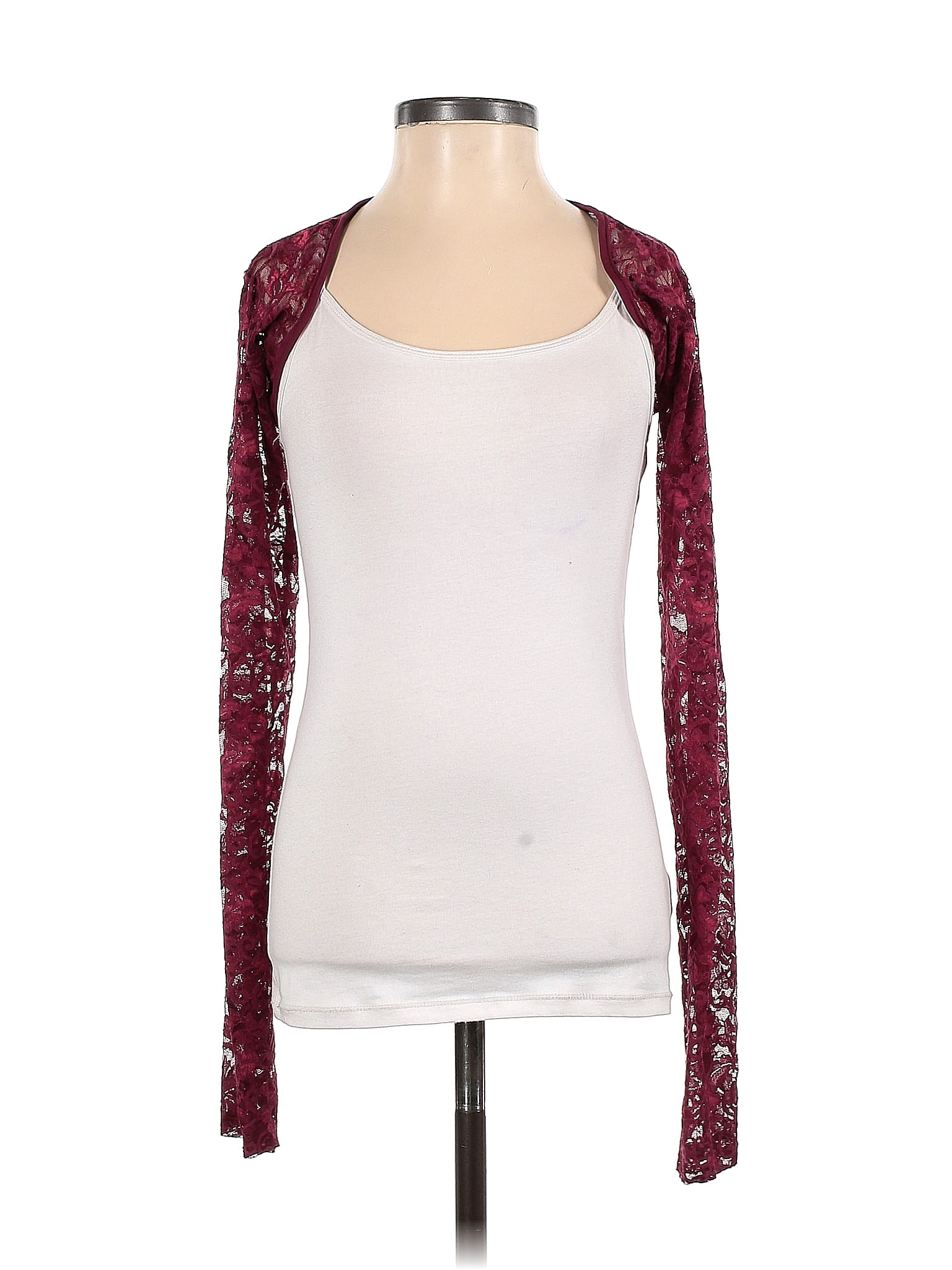 Express Color Block White Burgundy Shrug Size S - 67% off | ThredUp