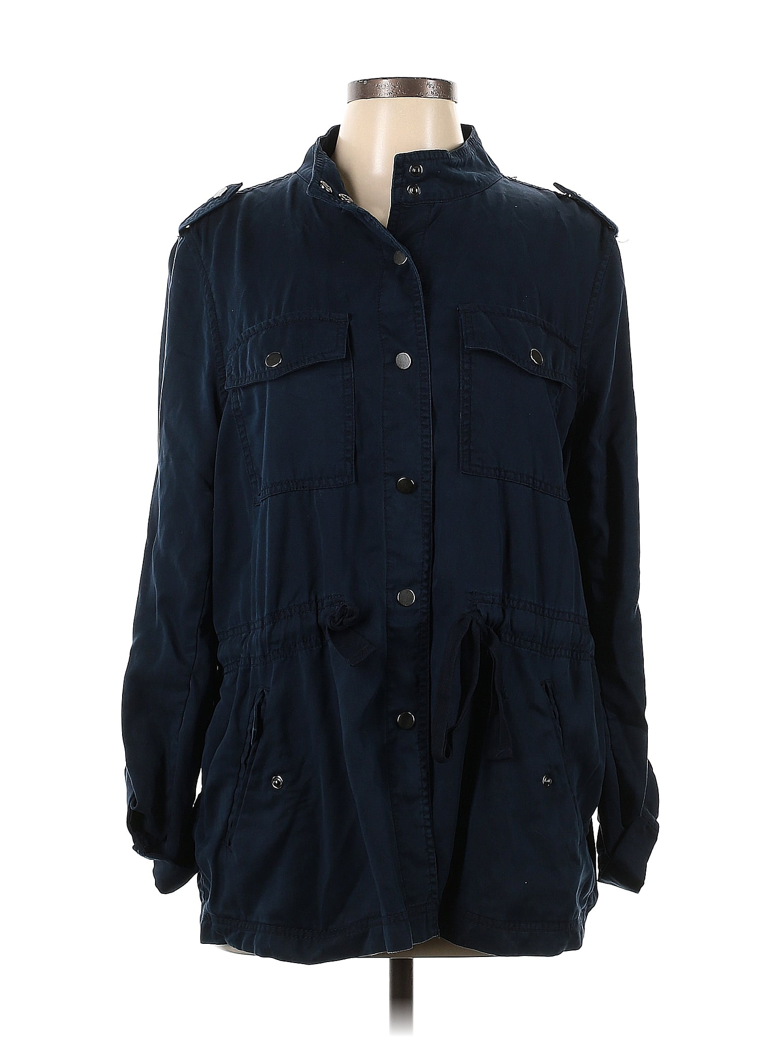 Ann Taylor LOFT 100% Lyocell Solid Navy Blue Jacket Size L - 70% off ...