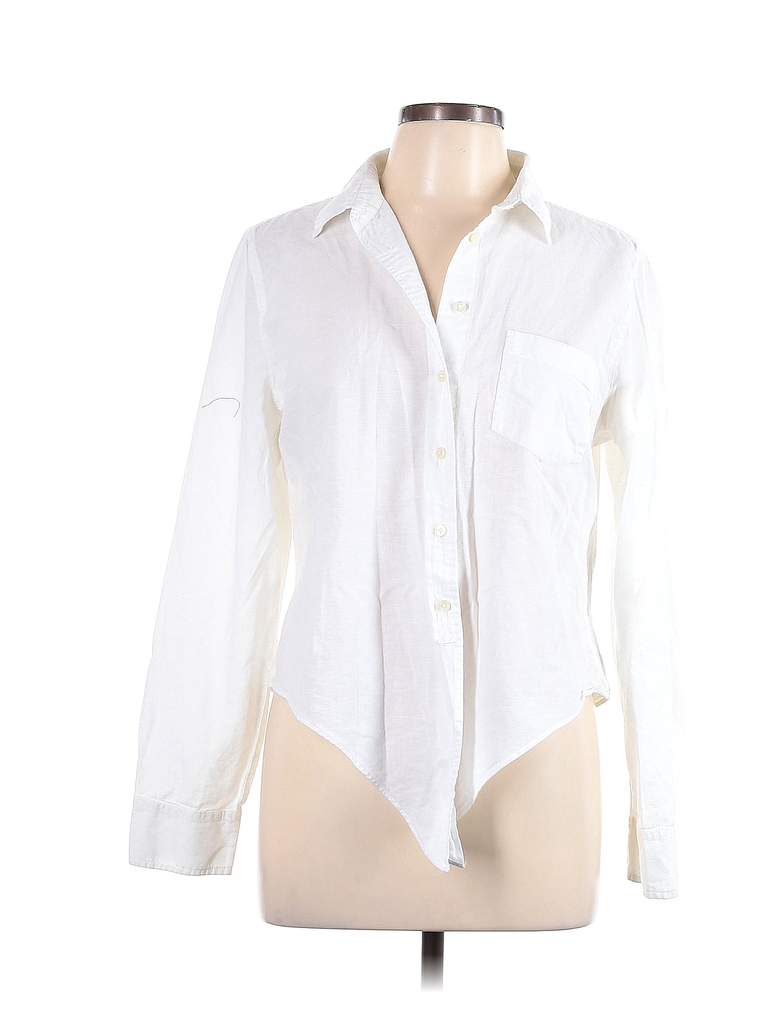 J.Crew Factory Store Solid White Long Sleeve Button-Down Shirt Size L - 67% off | ThredUp