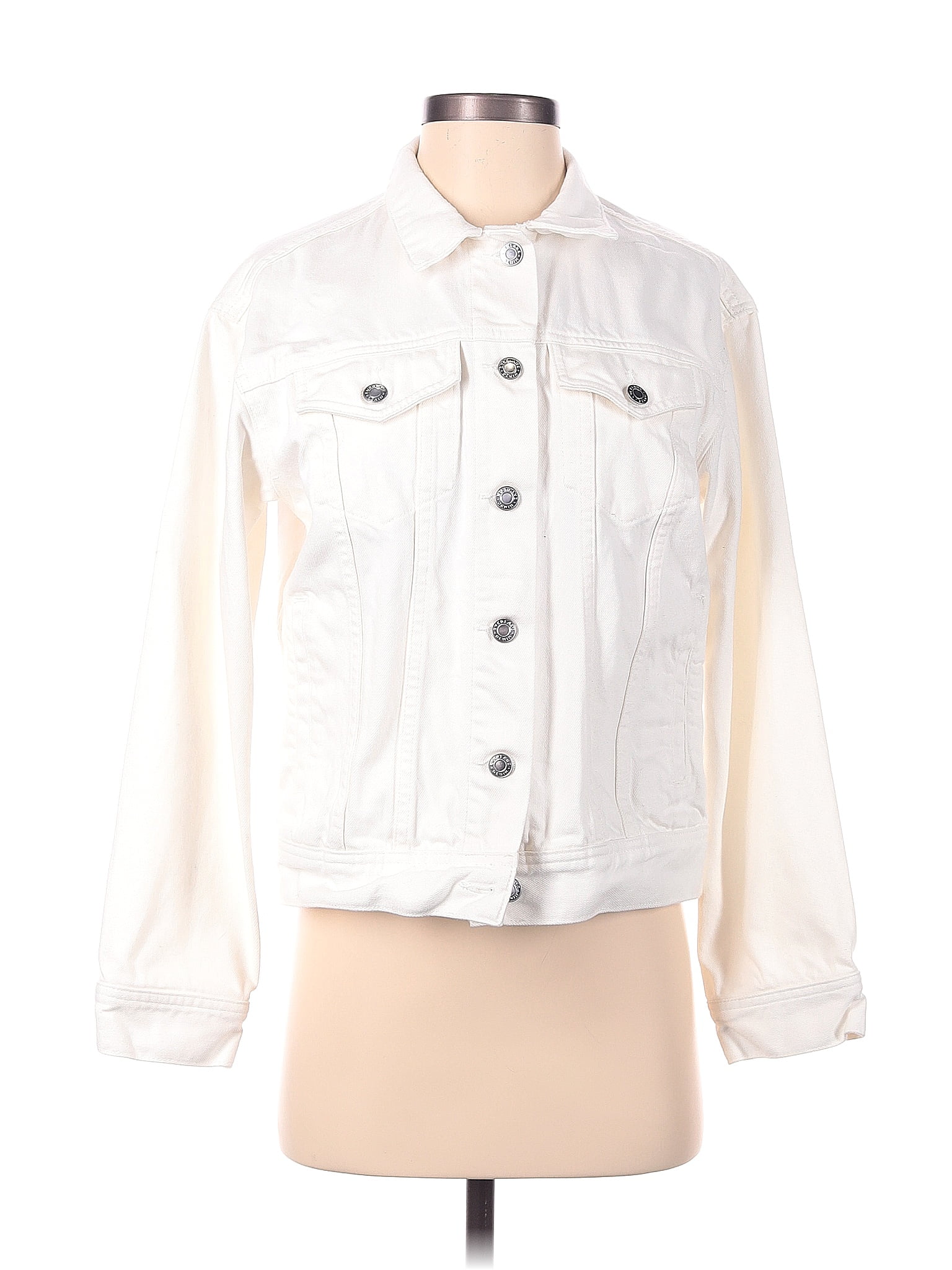 Everlane 100 Cotton Solid White Denim Jacket Size 4 Estimate 63
