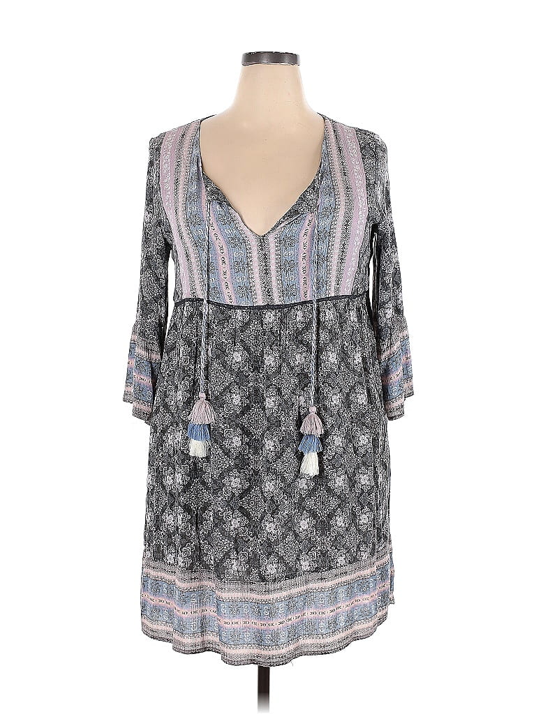 Knox Rose 100 Rayon Multi Color Gray Casual Dress Size Xxl 40 Off