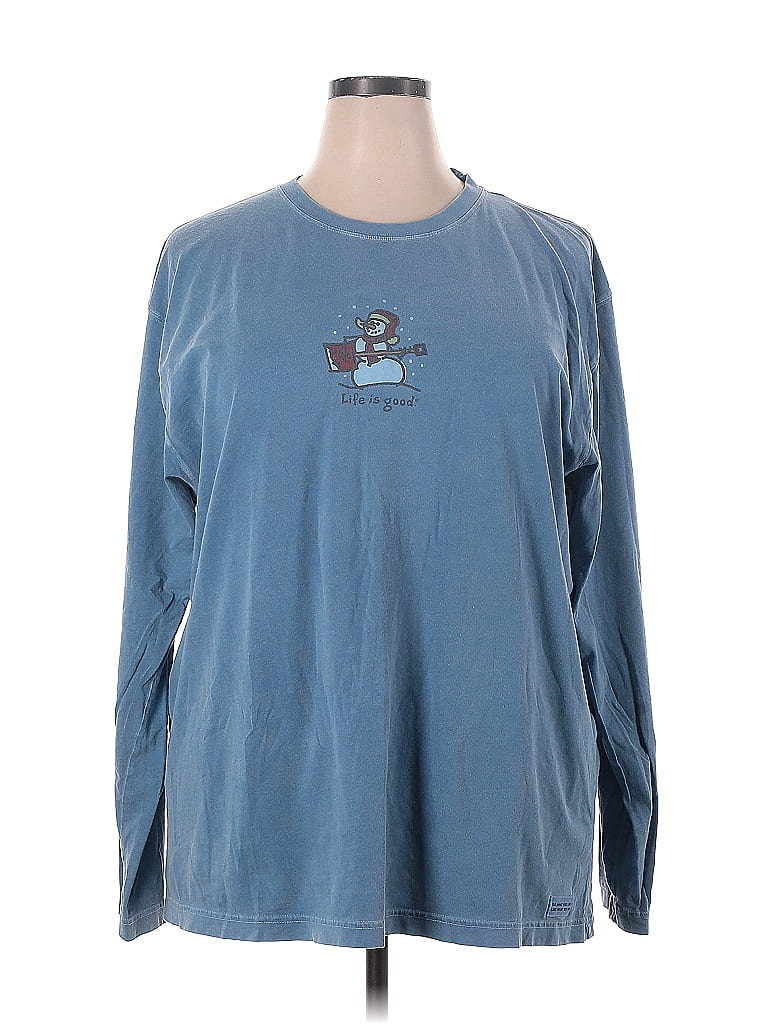 Life Is Good 100% Cotton Blue Long Sleeve T-Shirt Size XXL - 37% off ...