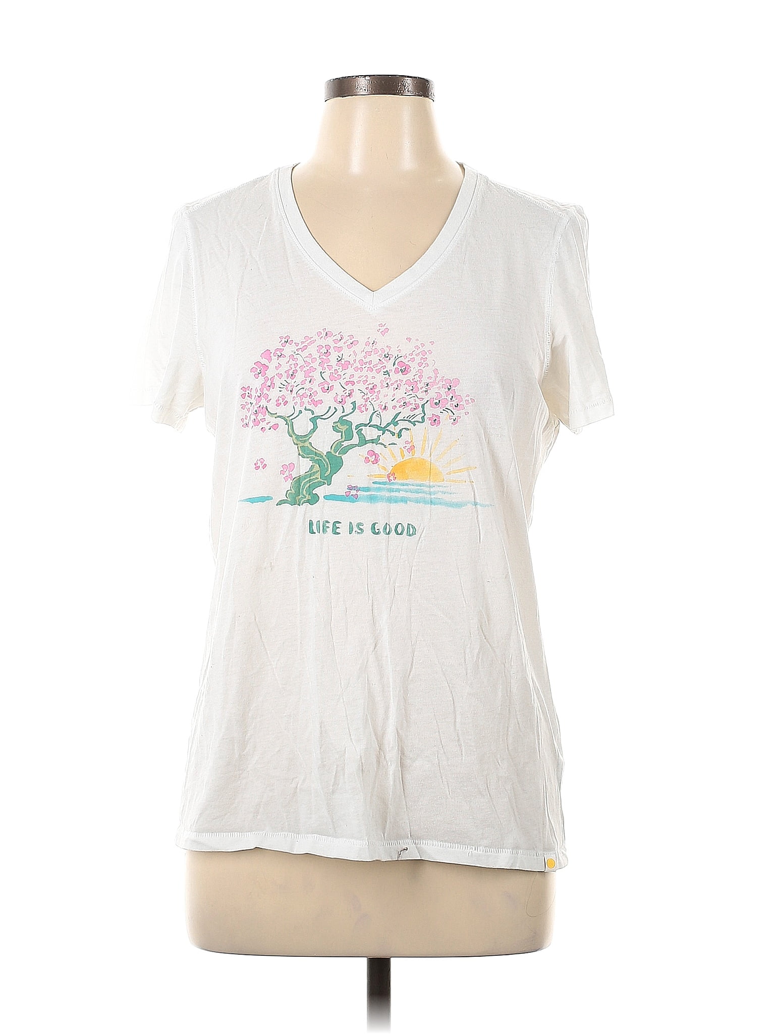 Life Is Good Graphic White Short Sleeve T-Shirt Size L - 34% off | ThredUp